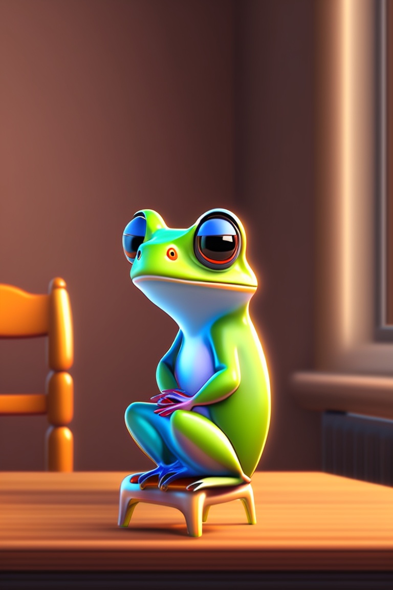 Lexica - A little frog, sitting on the chair, earing breakfast, cartoon ...