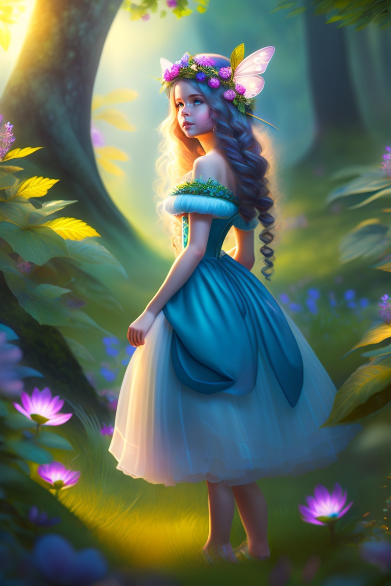 Lexica - Blueberry Fairy, in a glade lit by sunlight, art, 8k