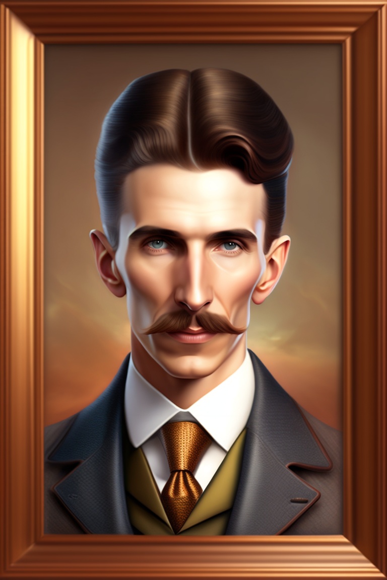 Lexica - Nikola tesla as realistic portrait, symmetrical, highly detailed