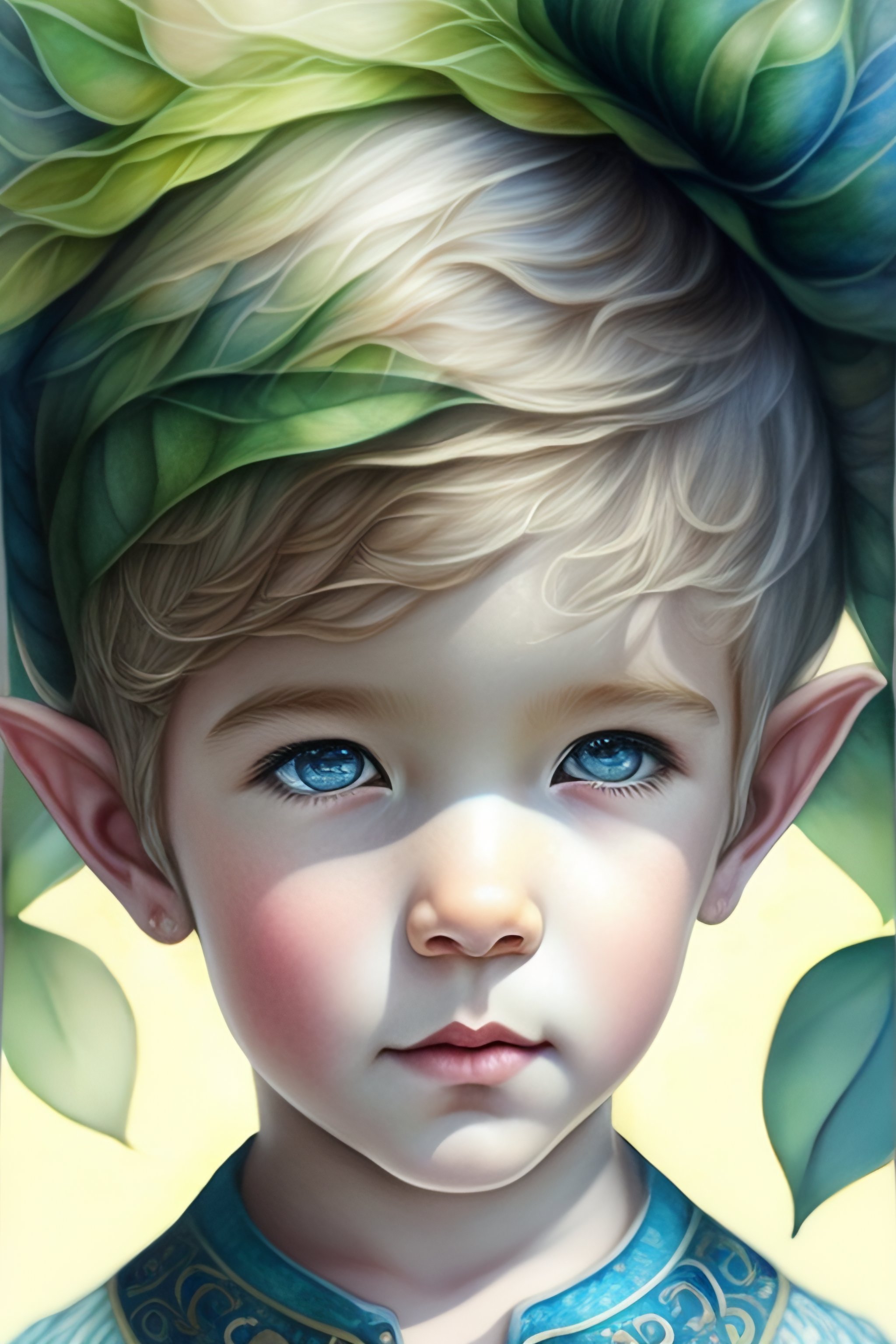 Lexica - Pencil drawing 2ears toddle boy spring elf, water color ...