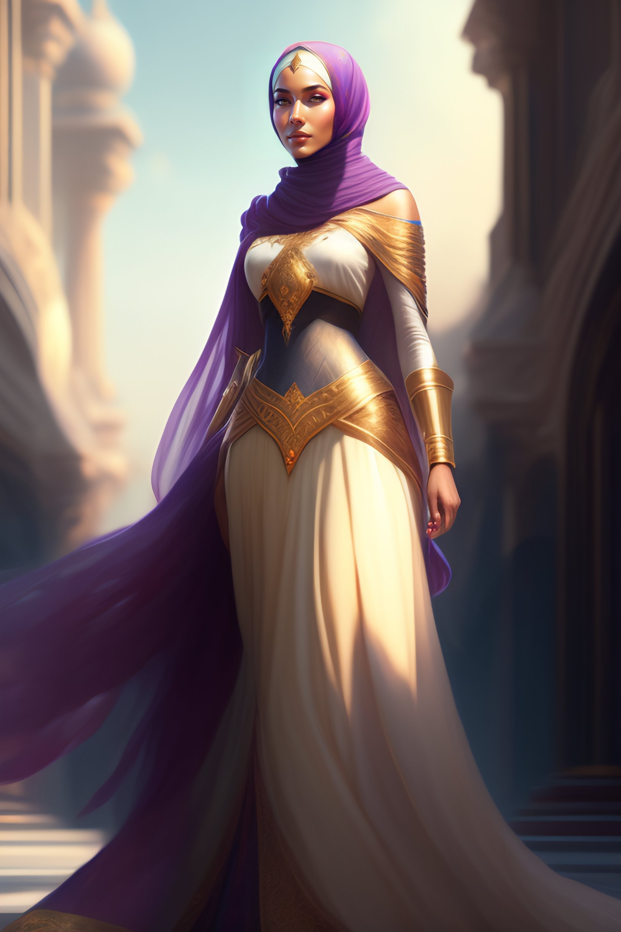 Lexica - Full body rising queen wearing hijab by stanley artgerm lau, greg rutkowski, alphonse ...