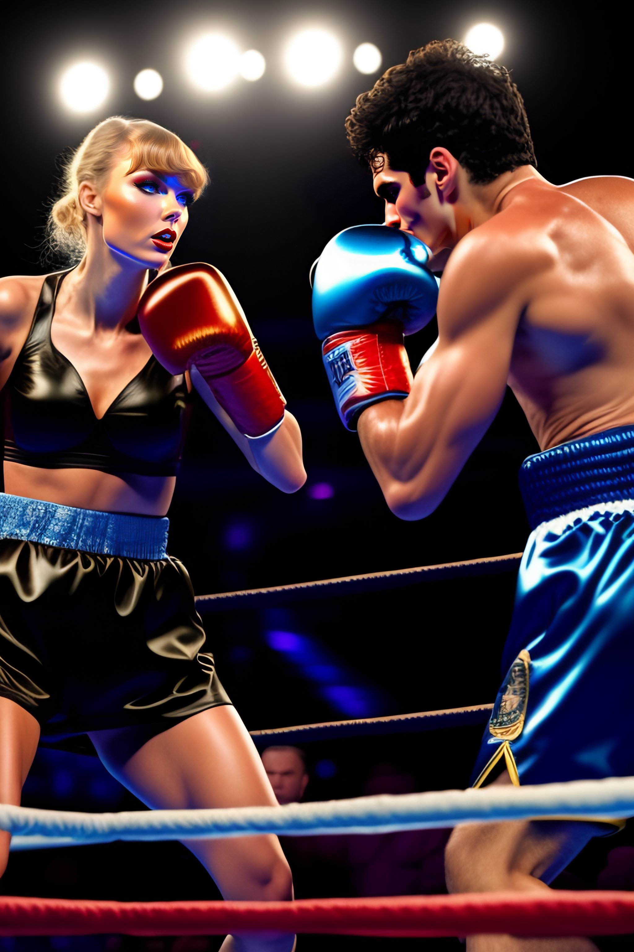 Lexica - Taylor Swift in a boxing match with John Mayer