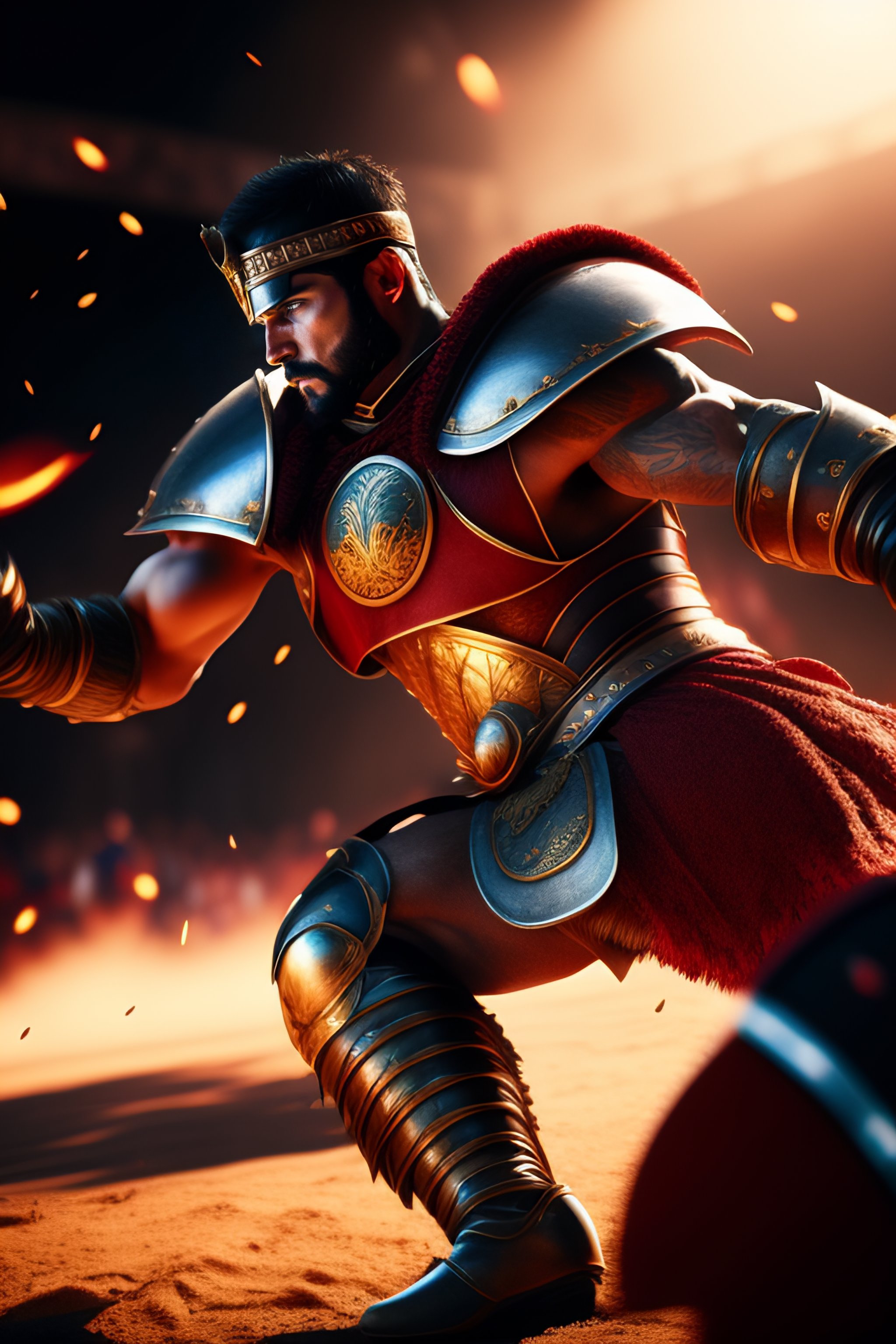 Lexica - Action shot of Gladiator fighting in an arena, cinematic ...