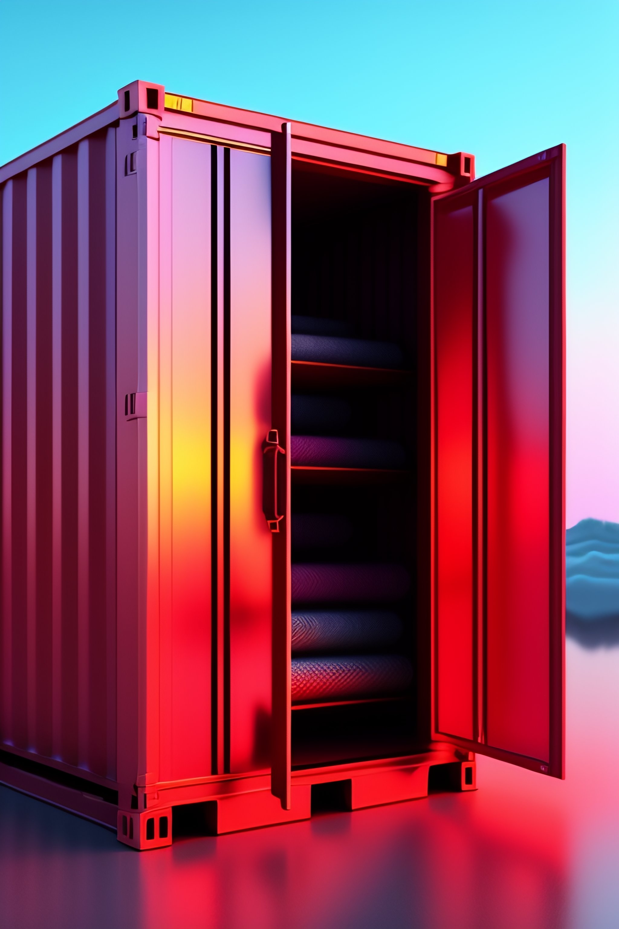 Lexica - Shipping container, TEU, c4d render, vaporwave, product ...