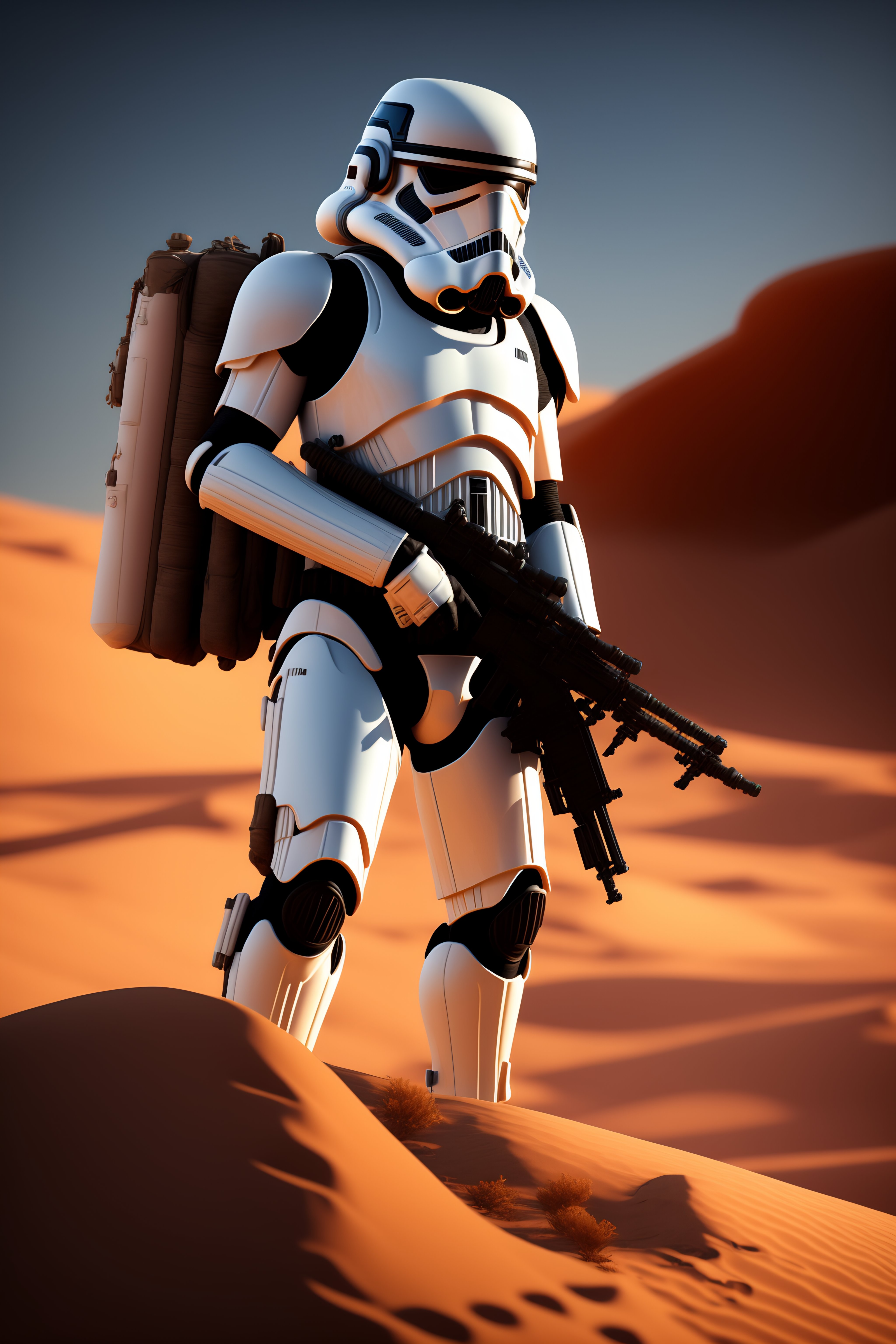 Lexica - Star Wars Stormtrooper, desert landscape , futuristic details ...