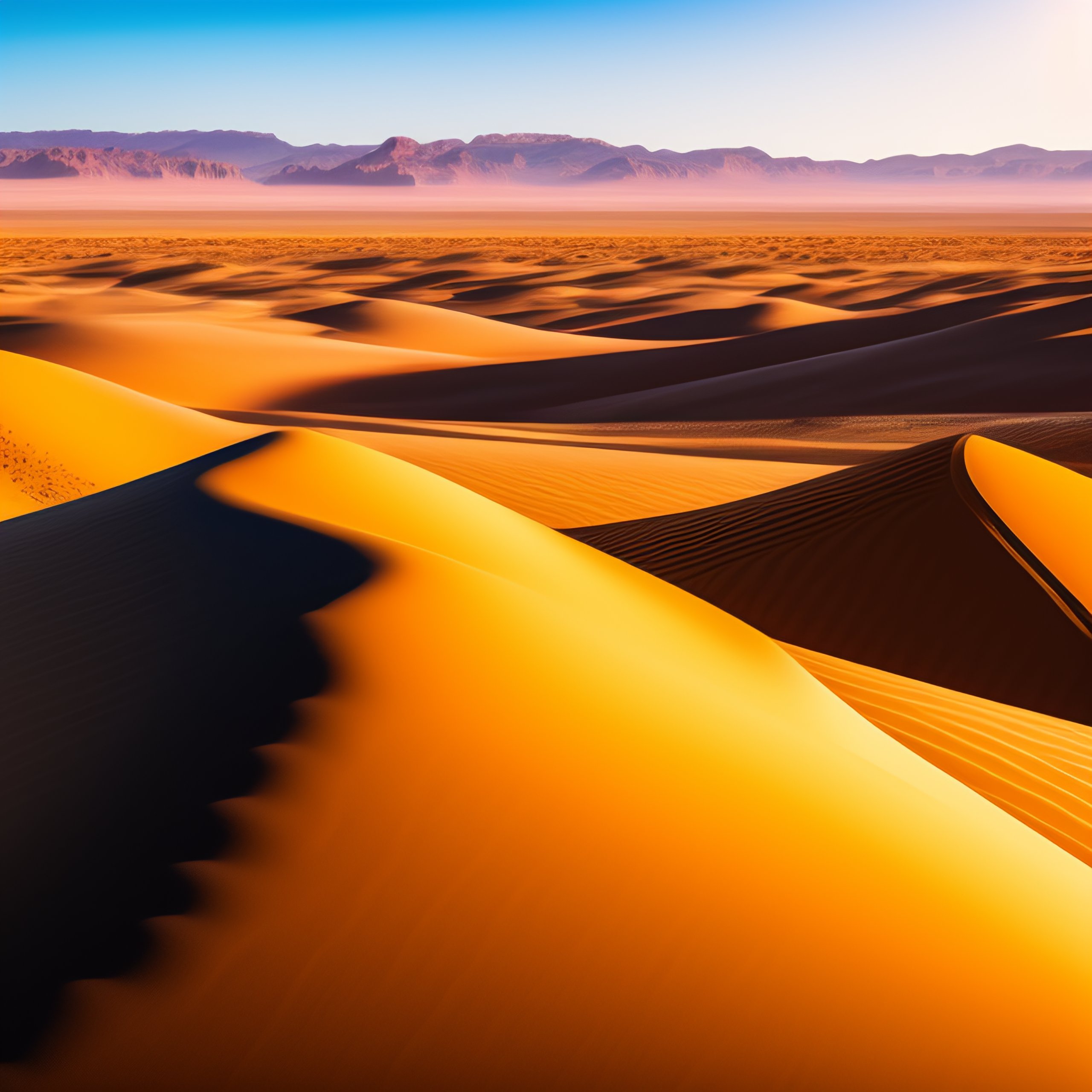 Lexica - Desert landscape, golden-brown sand, dunes and ridges, clear ...