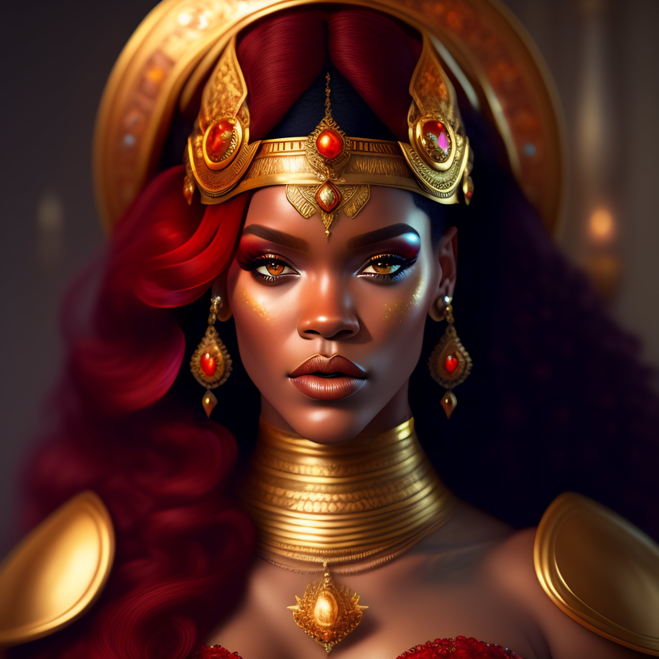 Lexica - Beautiful portrait of Rihanna as cleopatra, red hair, d & d ...