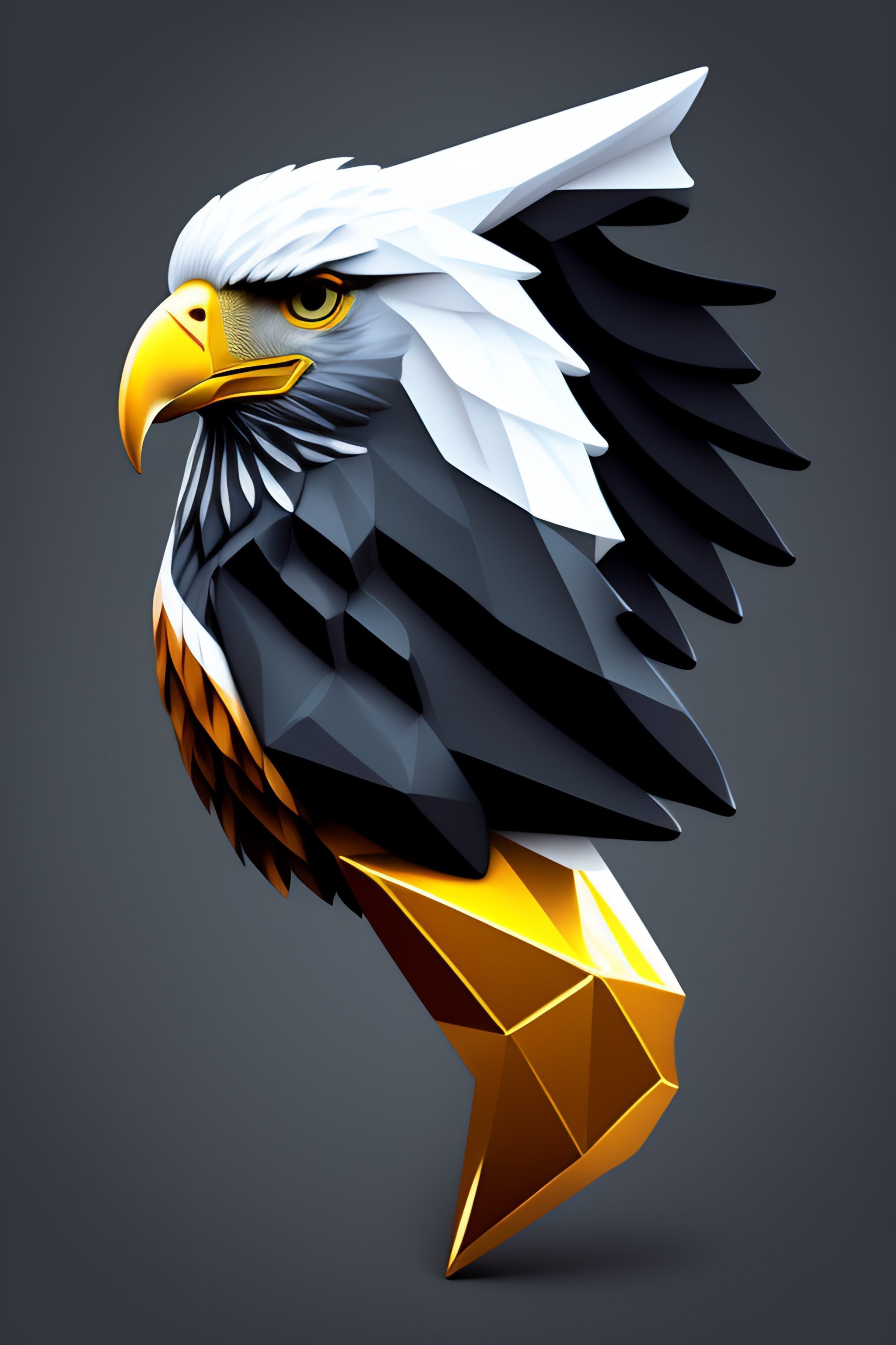 Lexica - 2 dimensional, vector, low poly, white eagle icon, black ...