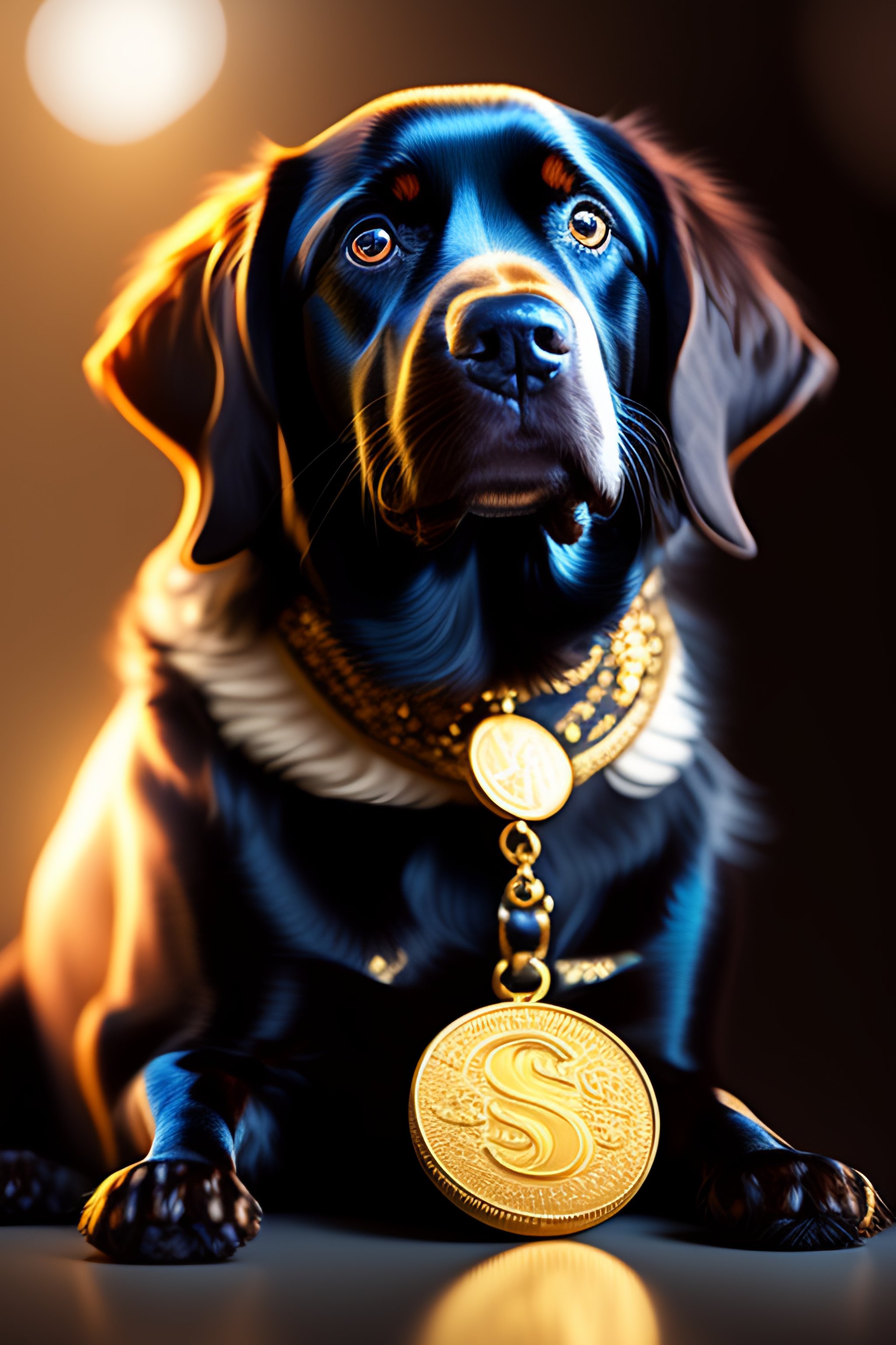 Lexica - A BOYKIN SPANIEL Dog holding a gold coin, in disney concept ...
