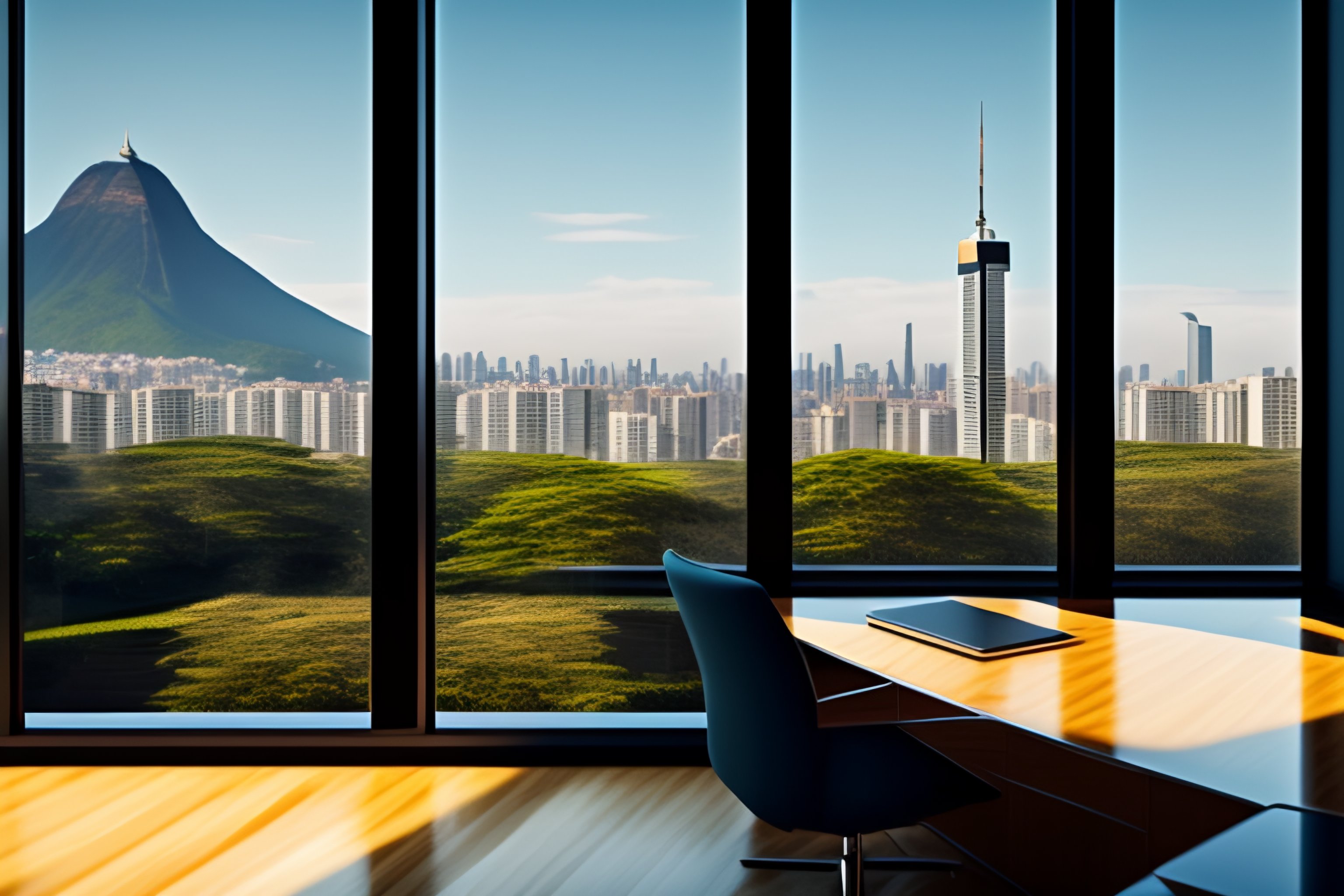 Lexica - Lawyer office, big desk with comfortable chair in front of the ...