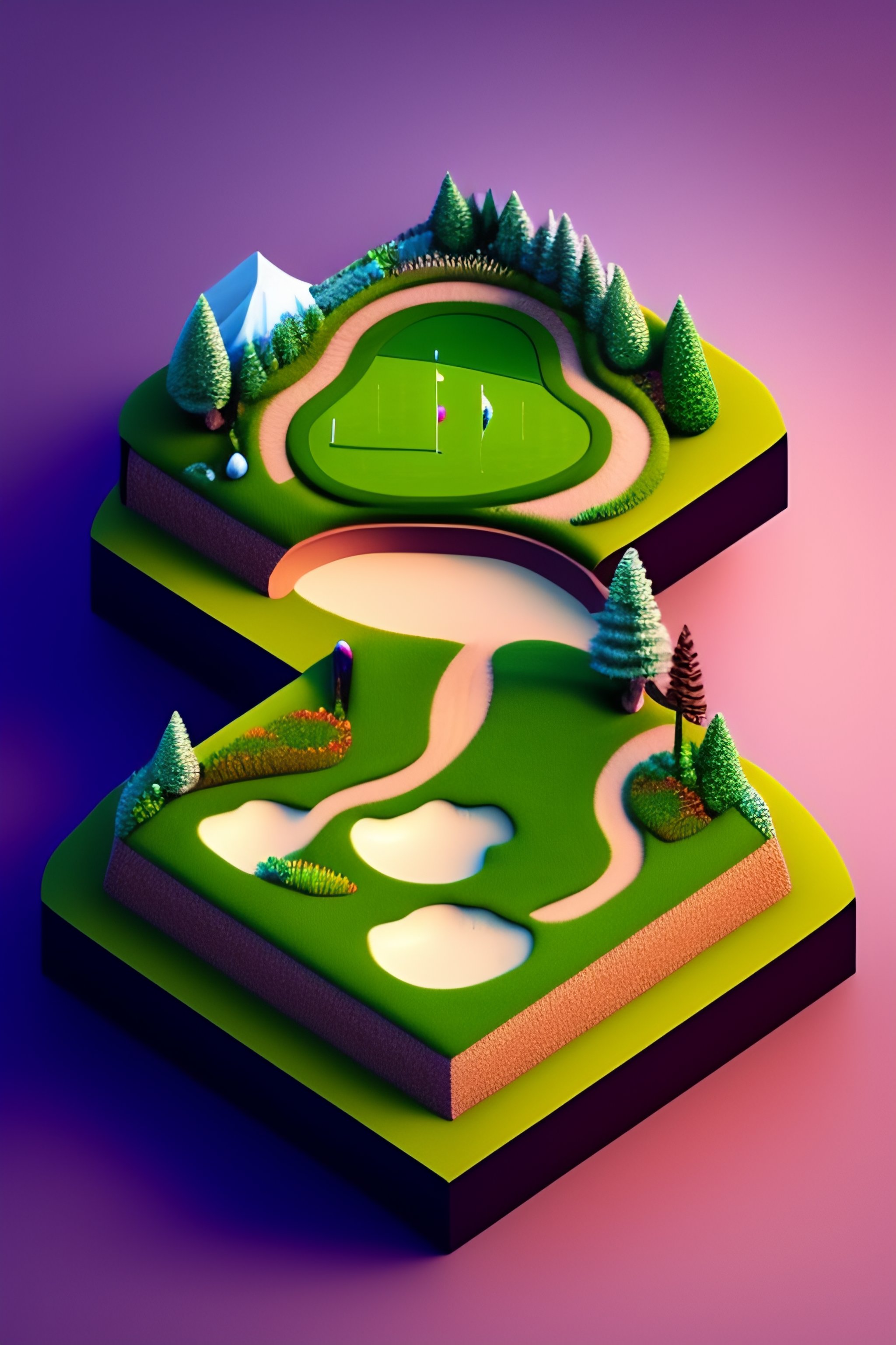 Lexica - Isometric view of a beautiful golf course