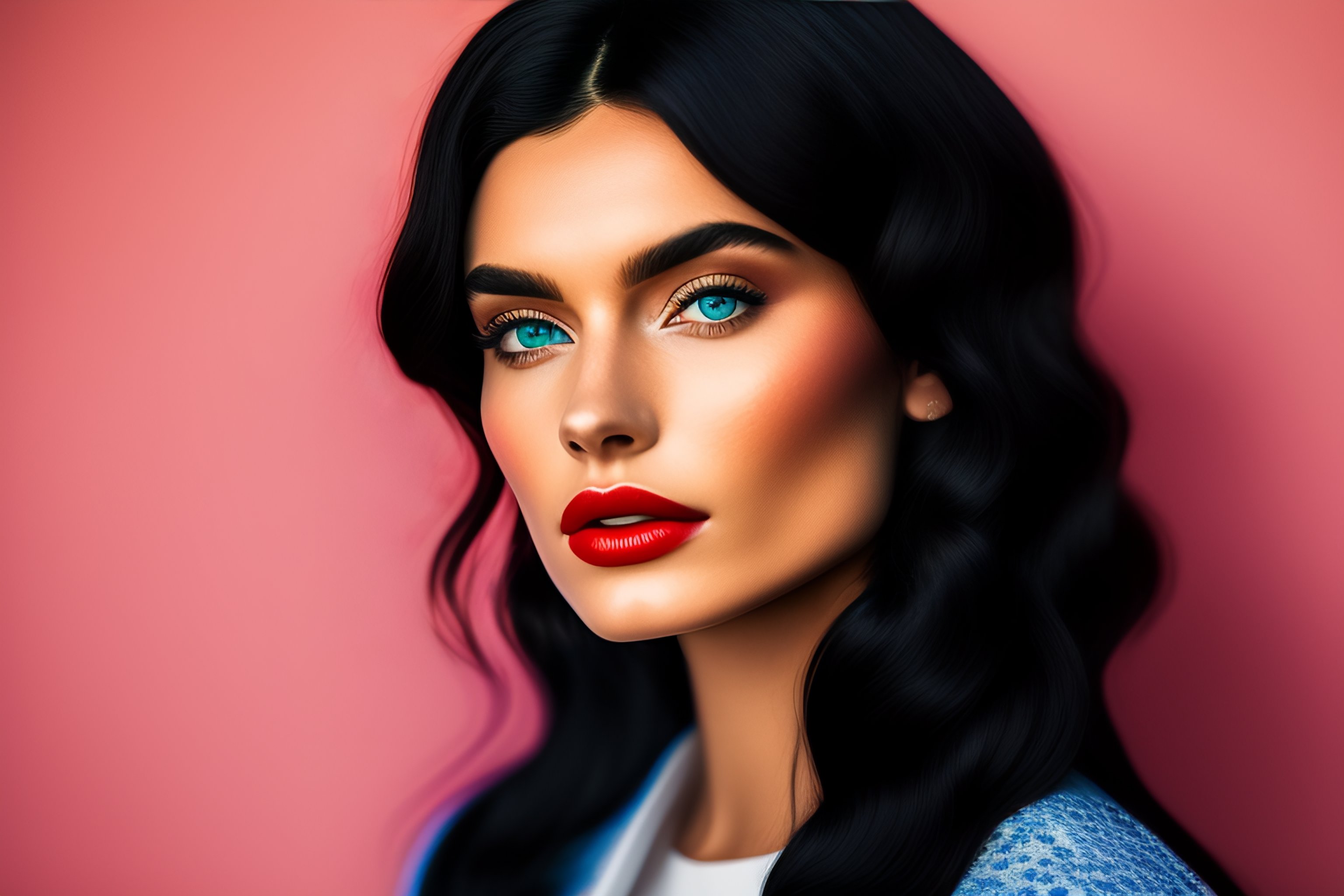 Lexica - A portrait of a toxic white girl, black hair, blue eyes, fine ...