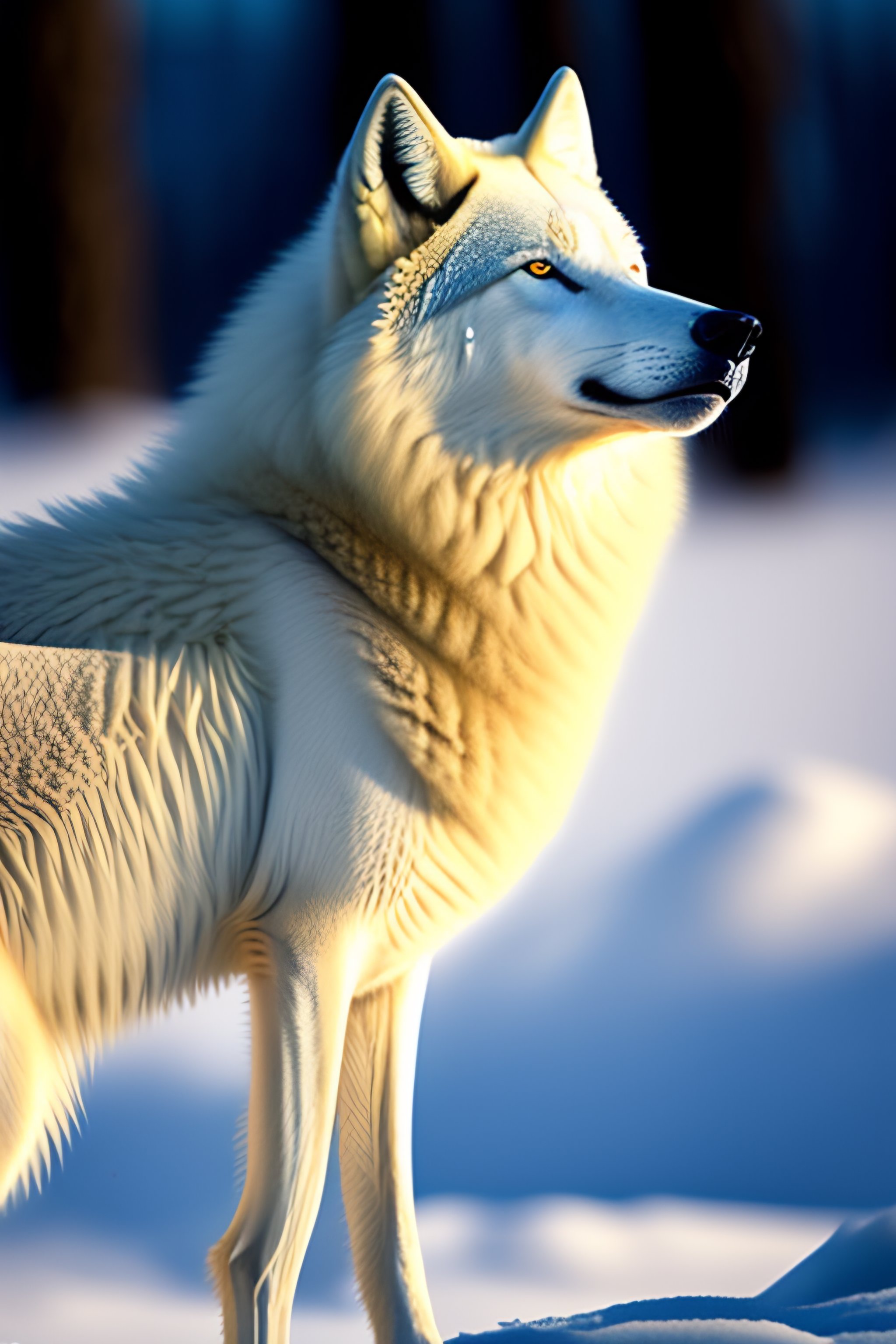 Lexica - A huge arctic wolf howling on Facial mark shows the extent of ...