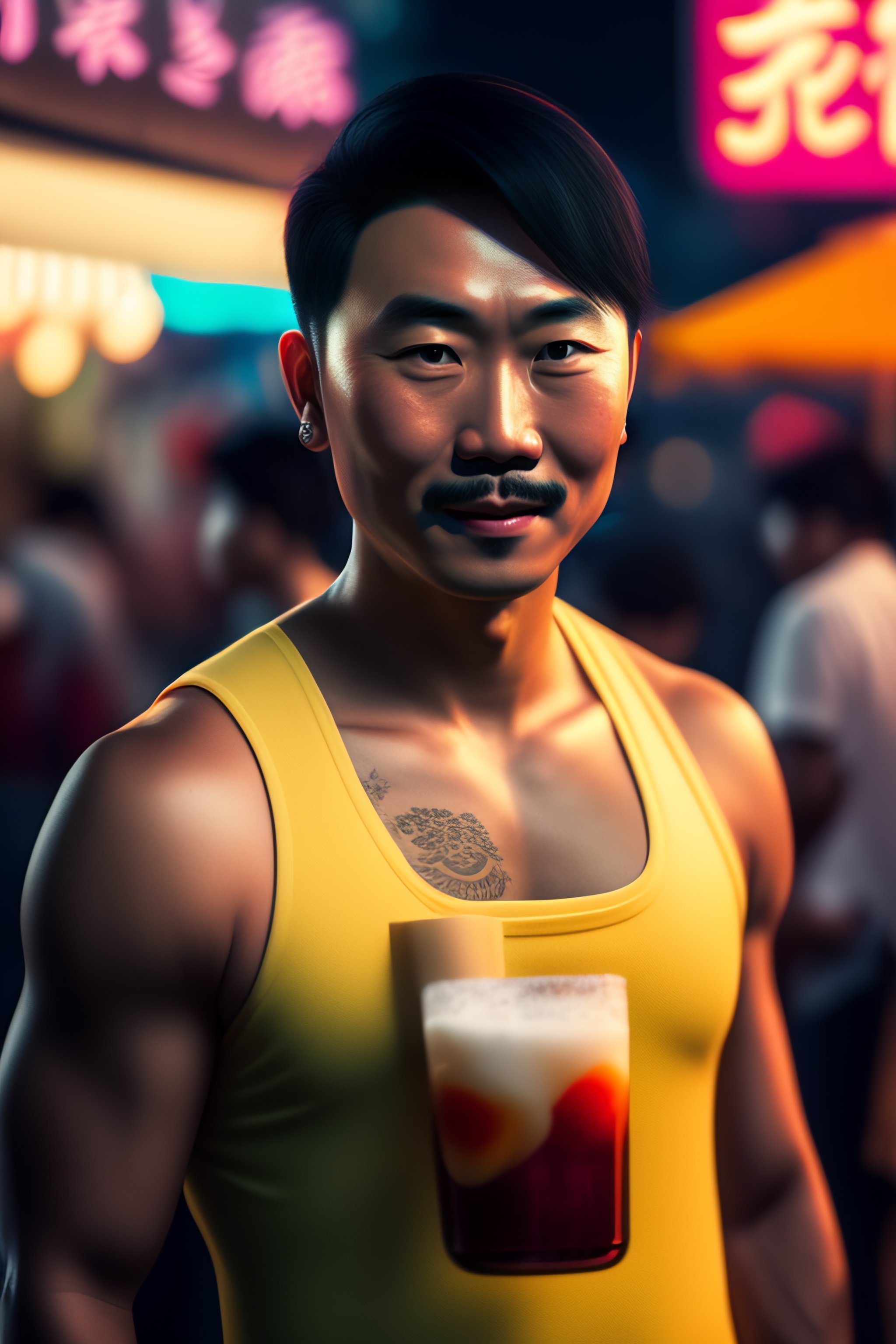 Lexica - Professional portrait of Asian adolf hitler, selling bubble ...