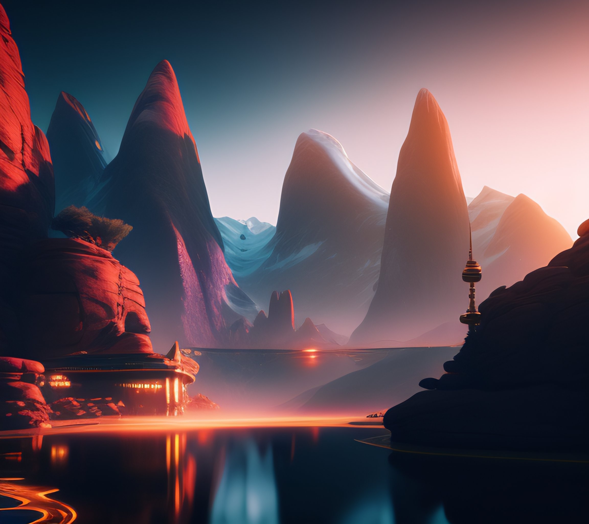 Lexica - Foreground a large otherworldly temporal distortion, rocky ...