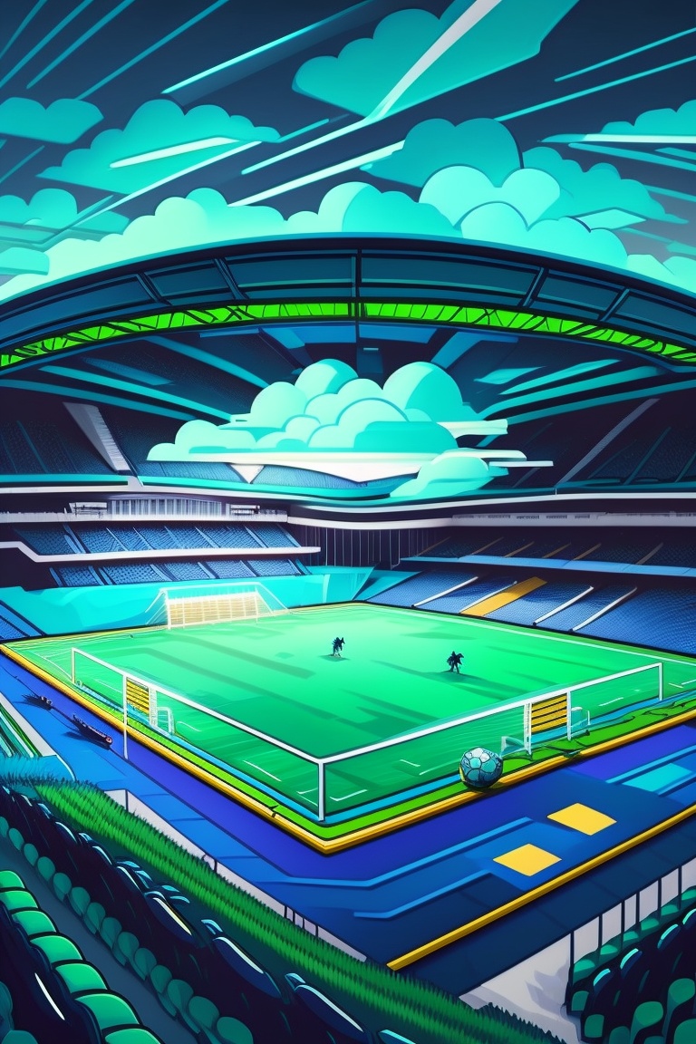 Lexica - Image from inside the soccer stadium, in the grass, surrounded ...