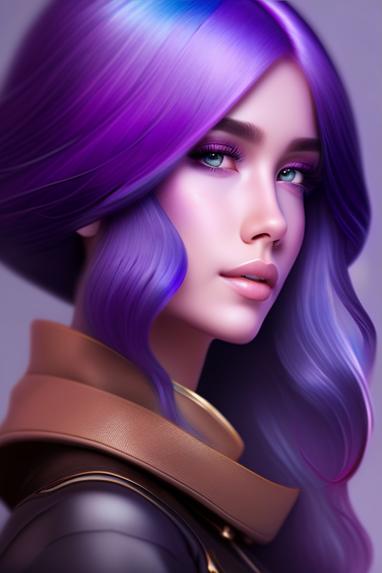 Lexica - Girl with purple hair , hd , 4k