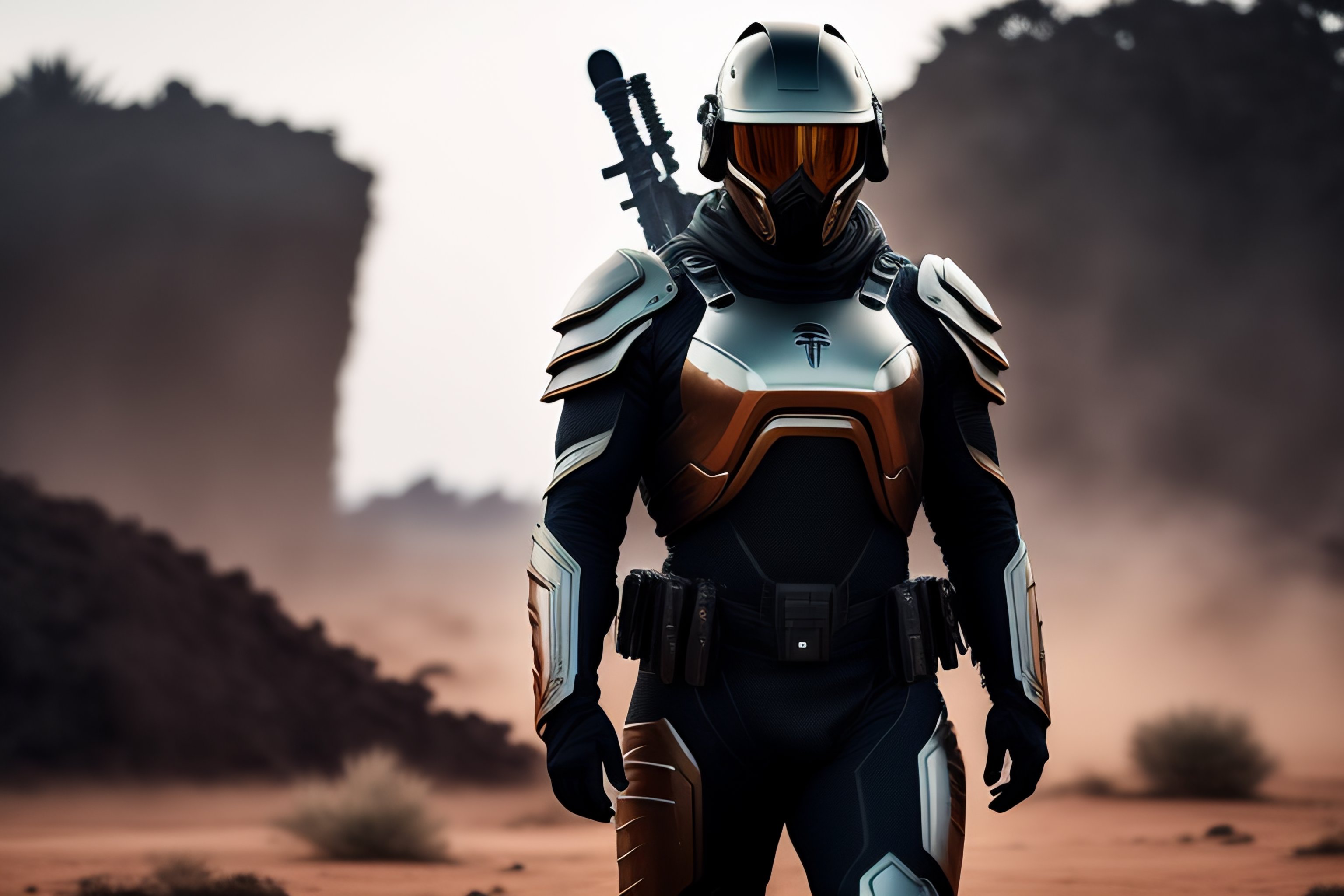 Lexica - Elon musk as a cyber warrior in a burnt land, extremely highly detailed futuristic navy ...