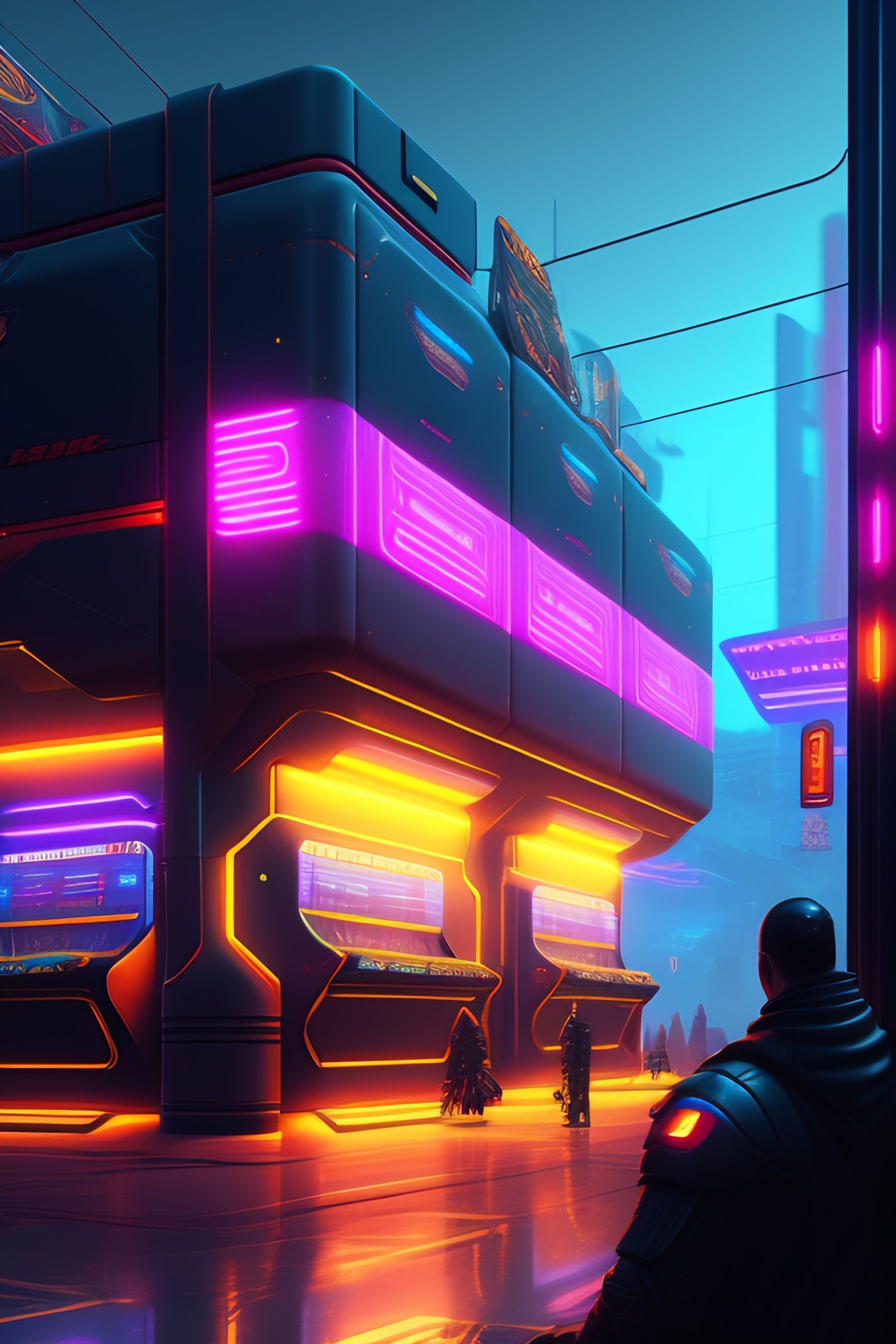 Lexica - Cyberpunk arcade, artstation
