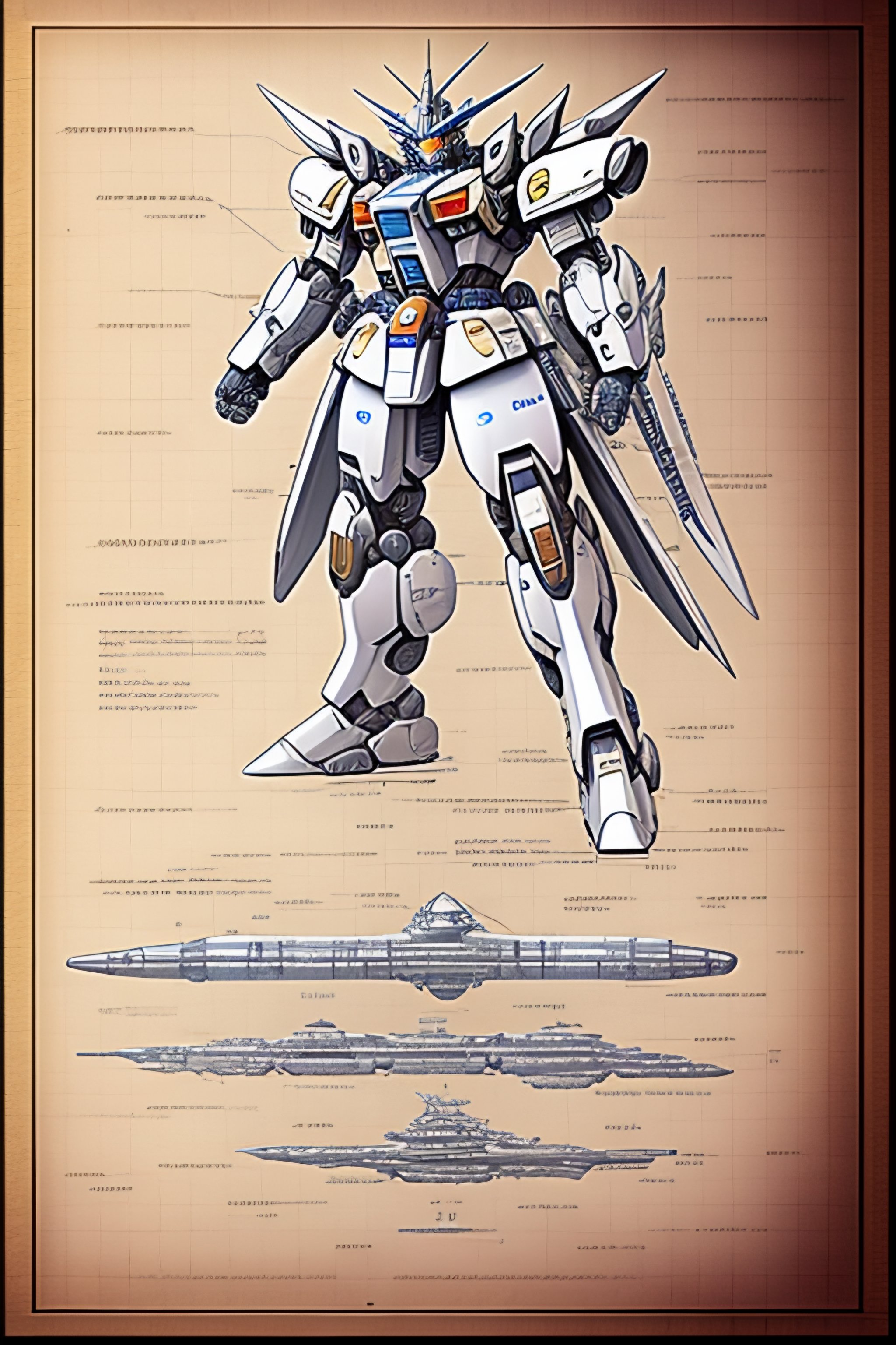 Lexica - Gundam schematic blueprint pencil sketch scientific