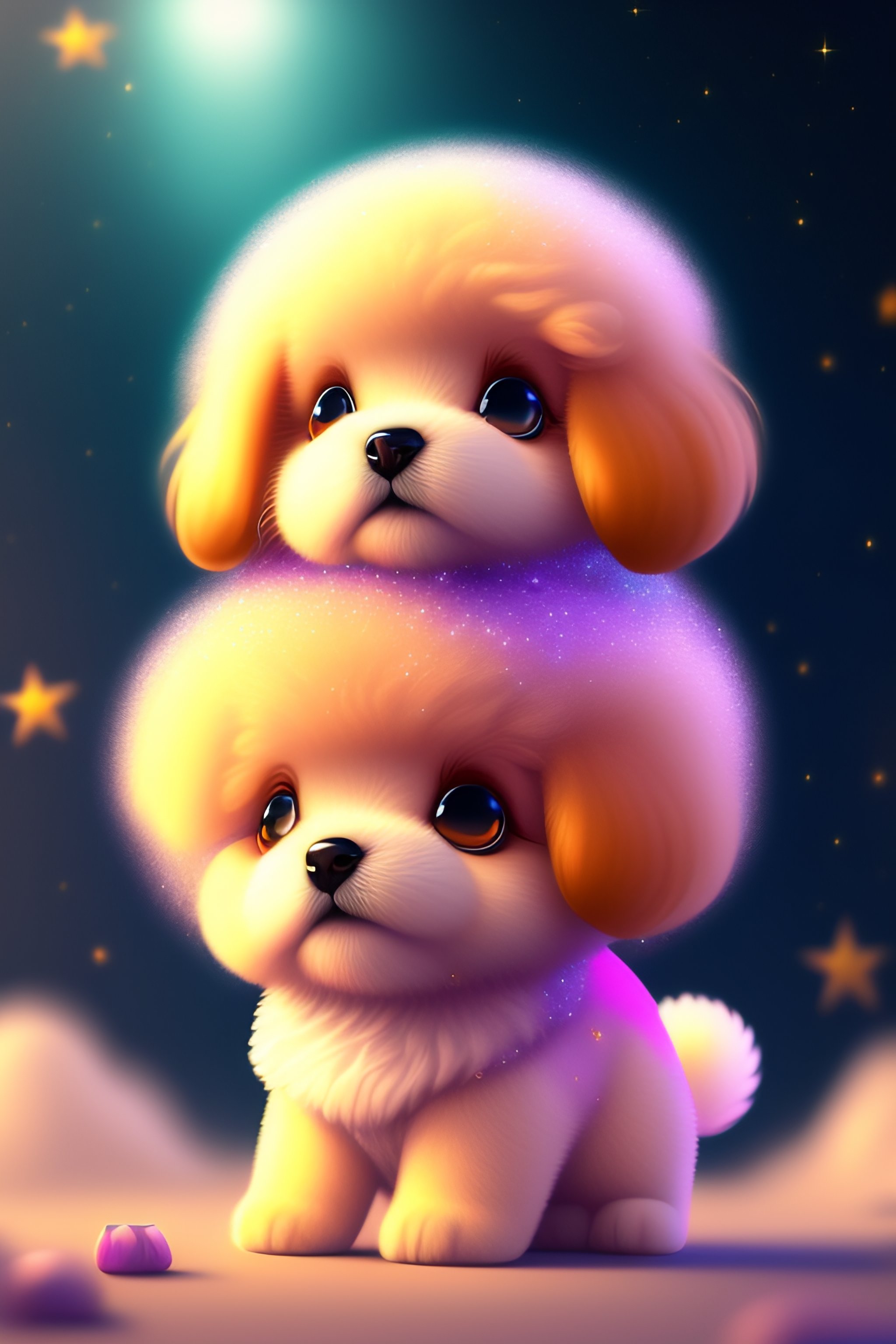 Lexica - CUTE AND ADORABLE CARTOON FLUFFY PUPPY, SPACE, FANTASY ...