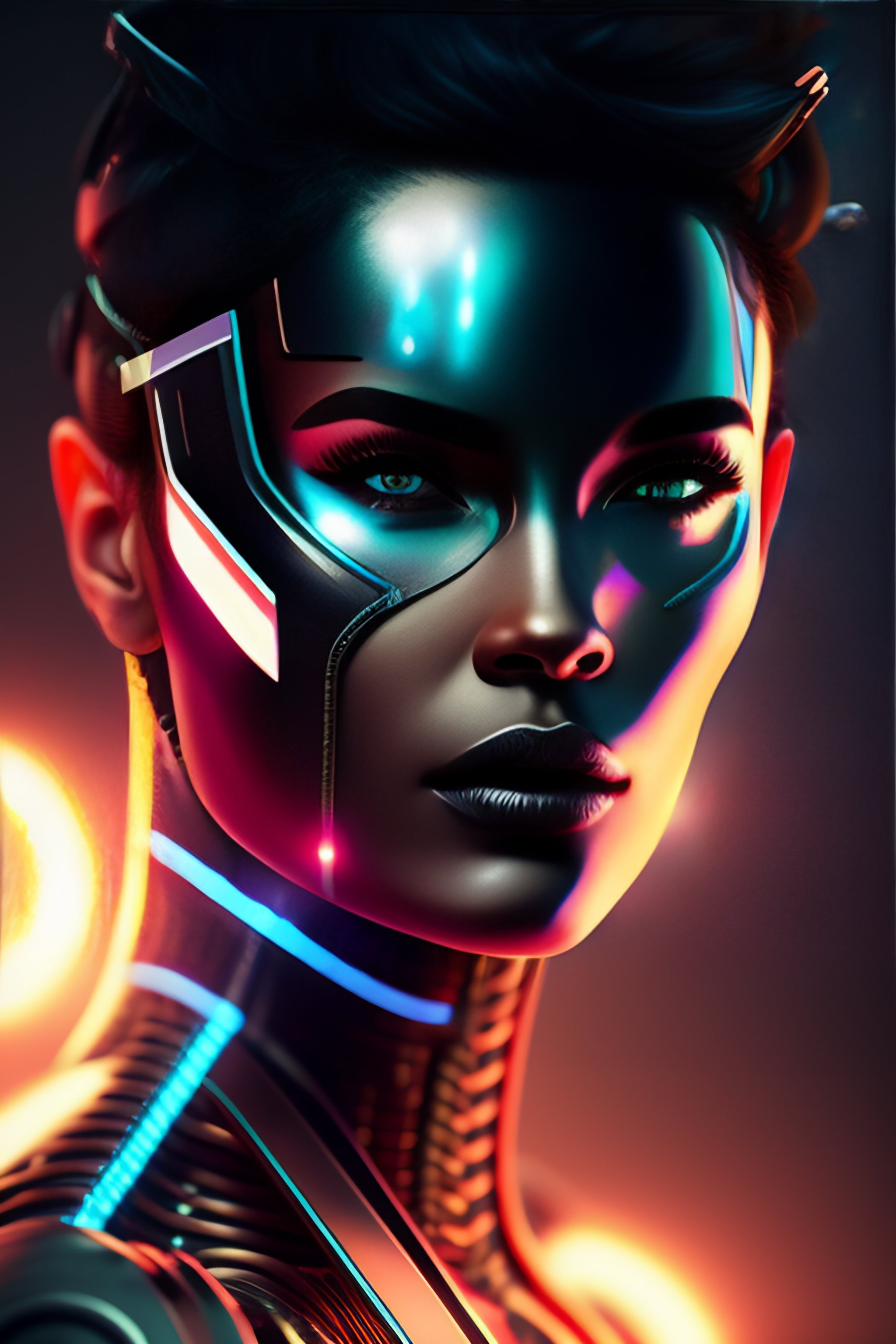 Lexica - Man, human cyborg, half face human half skull machine, tron ...