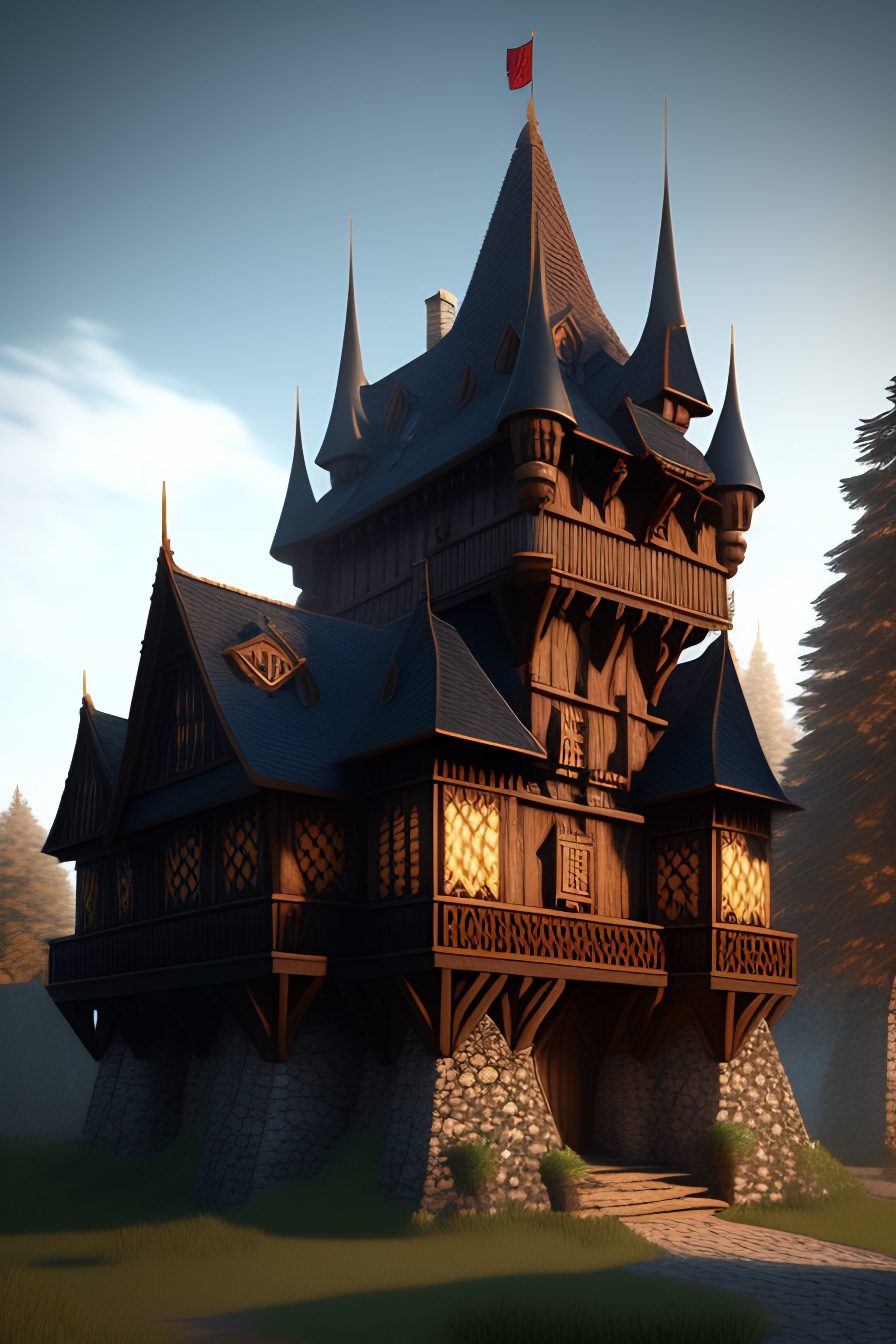 Lexica - Digital image of a wooden castle using V-Ray and the MEDIEVAL ...