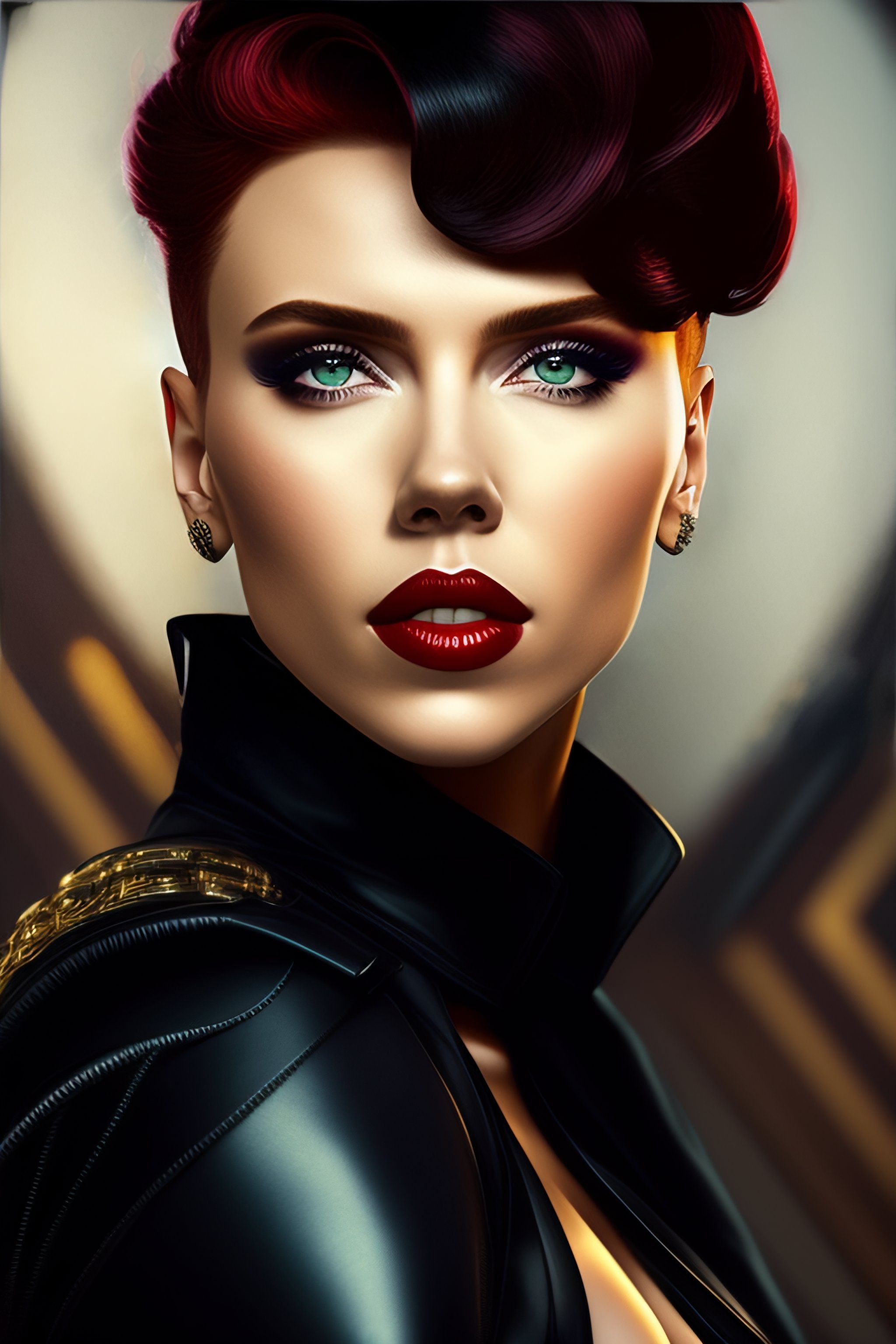 Lexica Scarlett Johansson Cyberpunk Style Wearing Black Stockings Garter