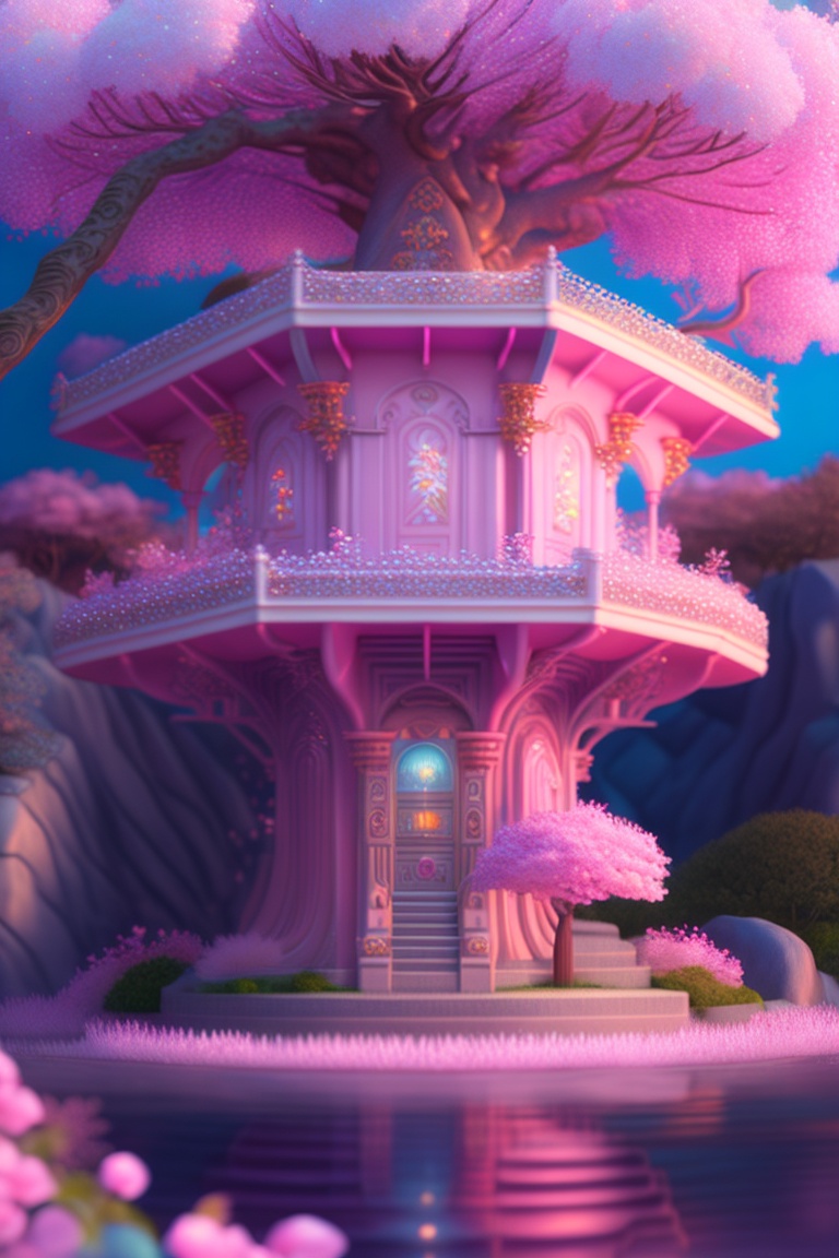 Lexica - THE CHERRY BLOSSOM TREE HOUSE + beautiful ornate treehouse in ...