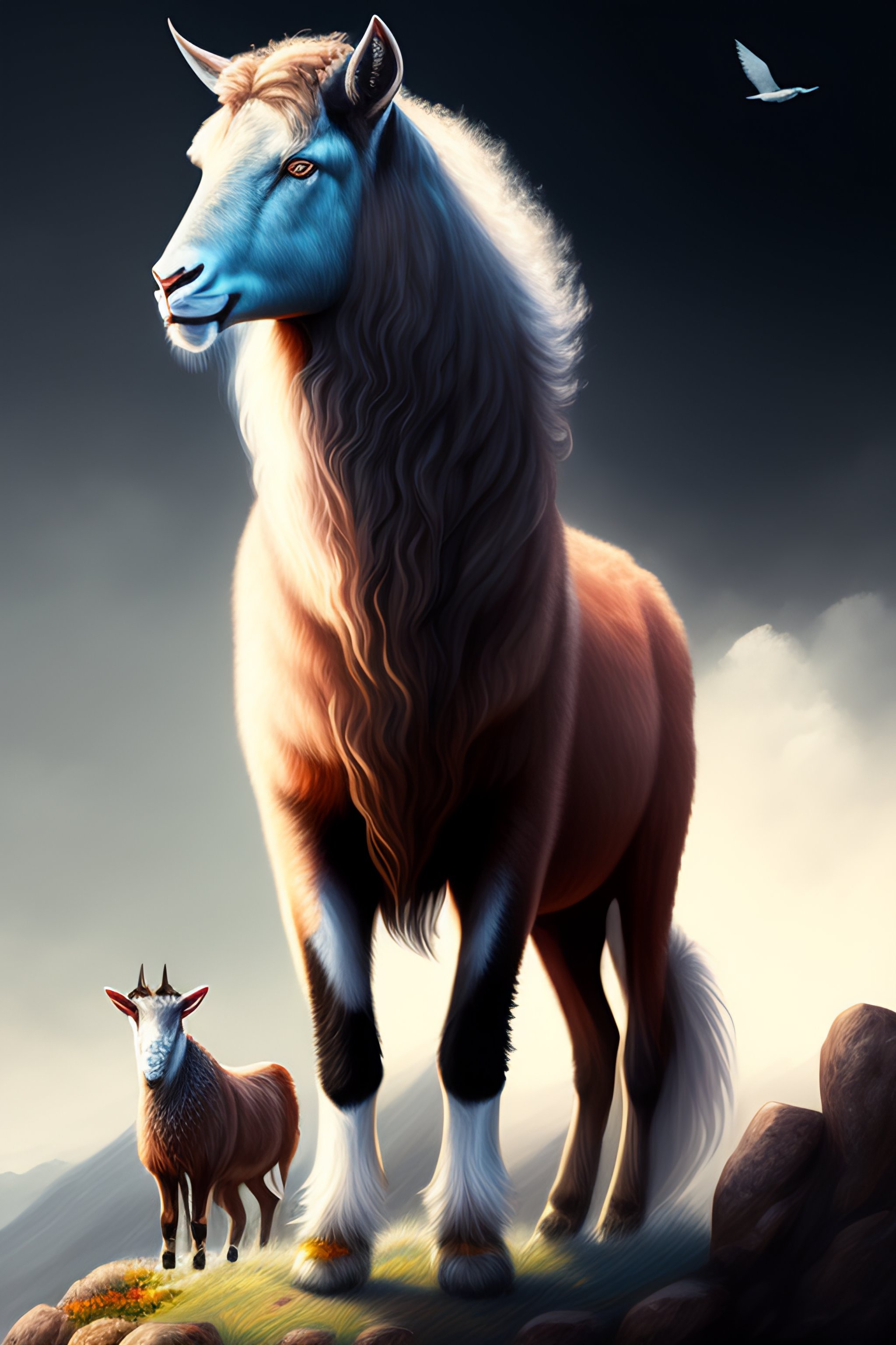 Lexica - Lionel Messi standing beside a majestic goat, D&D, fantasy ...