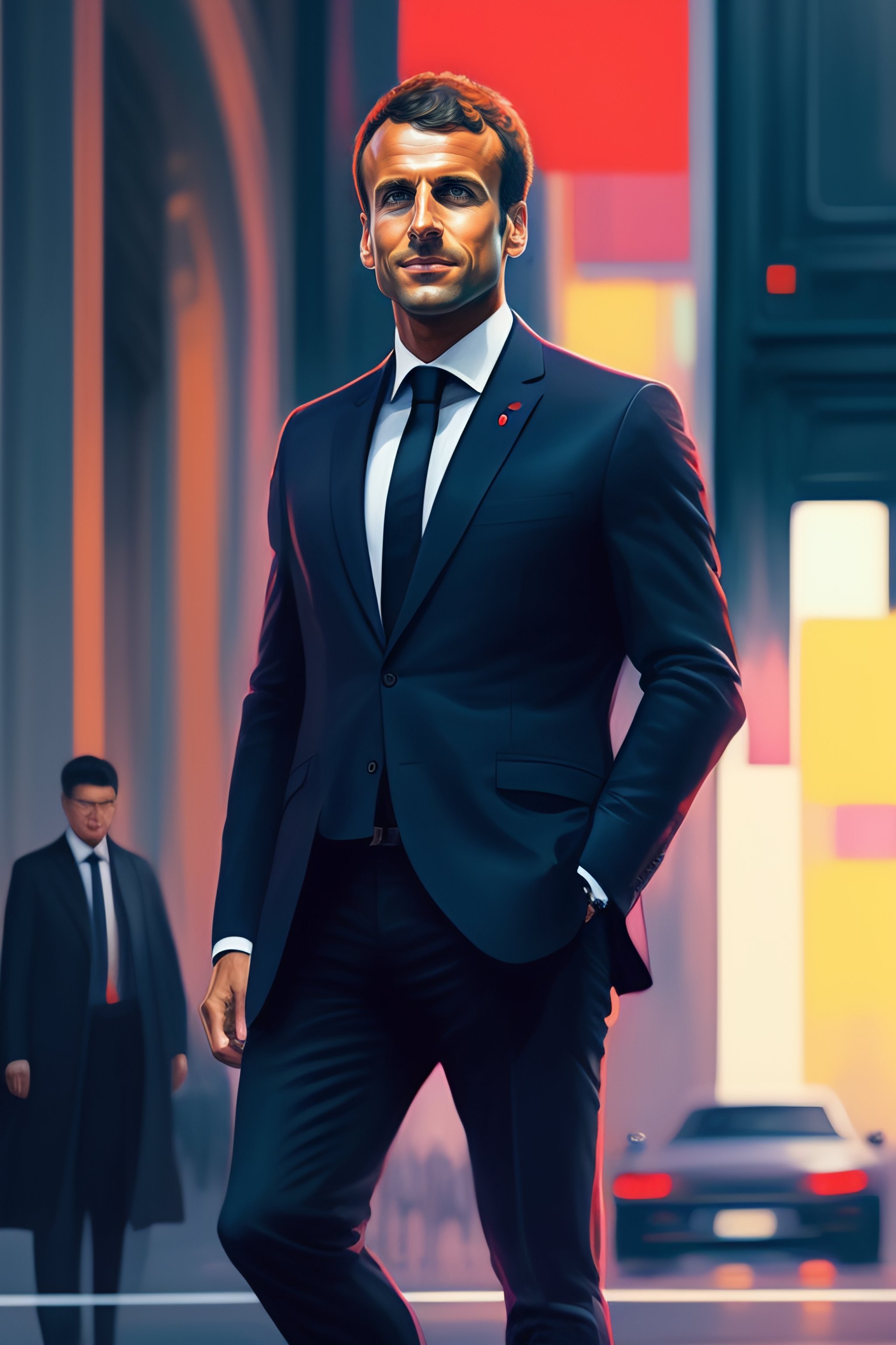 Lexica - Emmanuel Macron wearing urban outfit, full body, cute fine ...