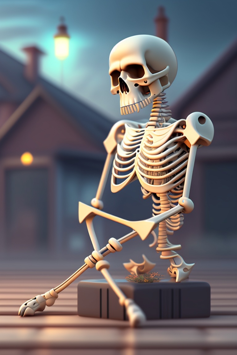 Lexica - A sad expression skeleton spending time on the rooftop ...