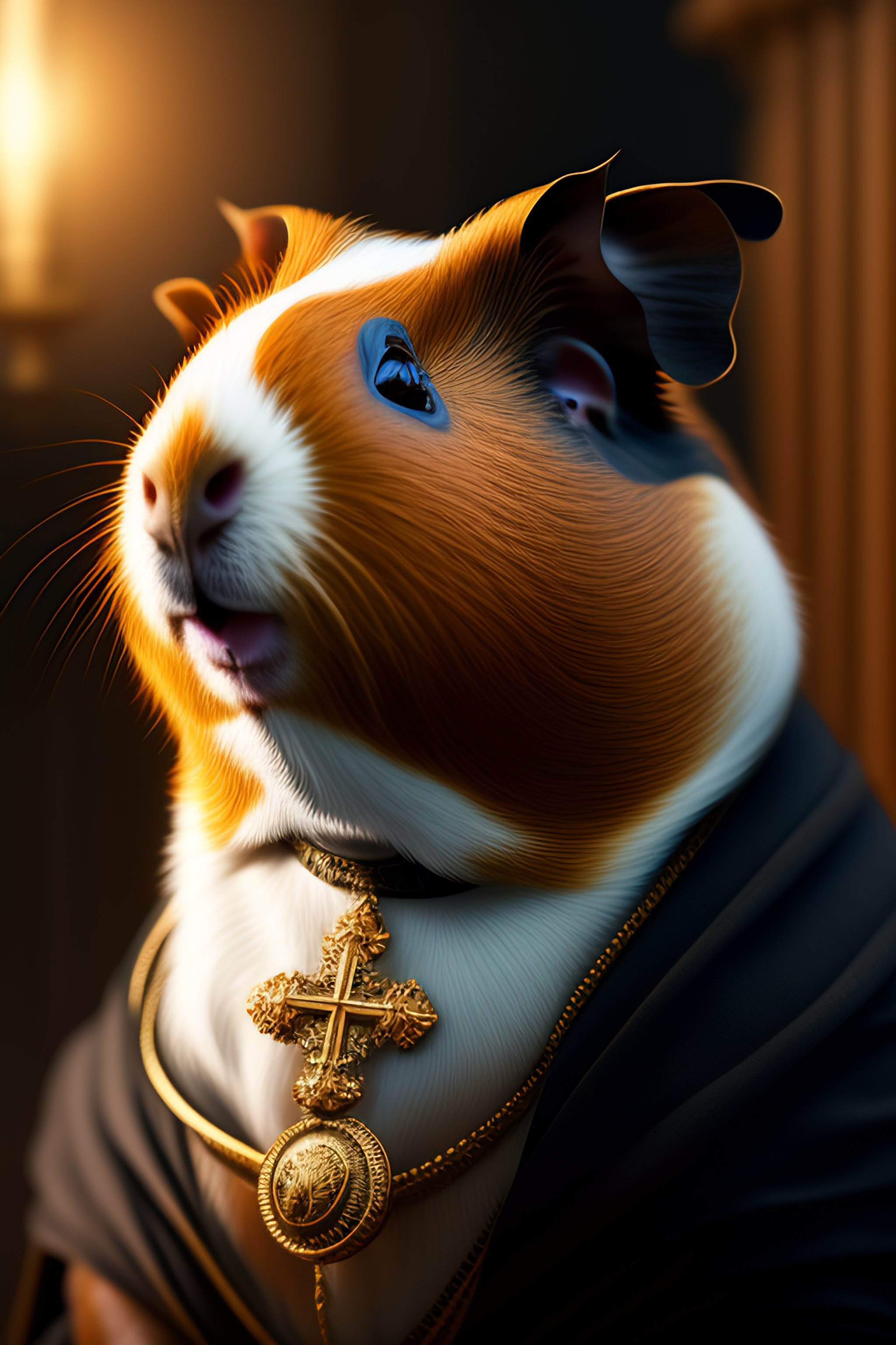 Lexica - Portrait of a guinea pig, bible, church, wearing cross ...