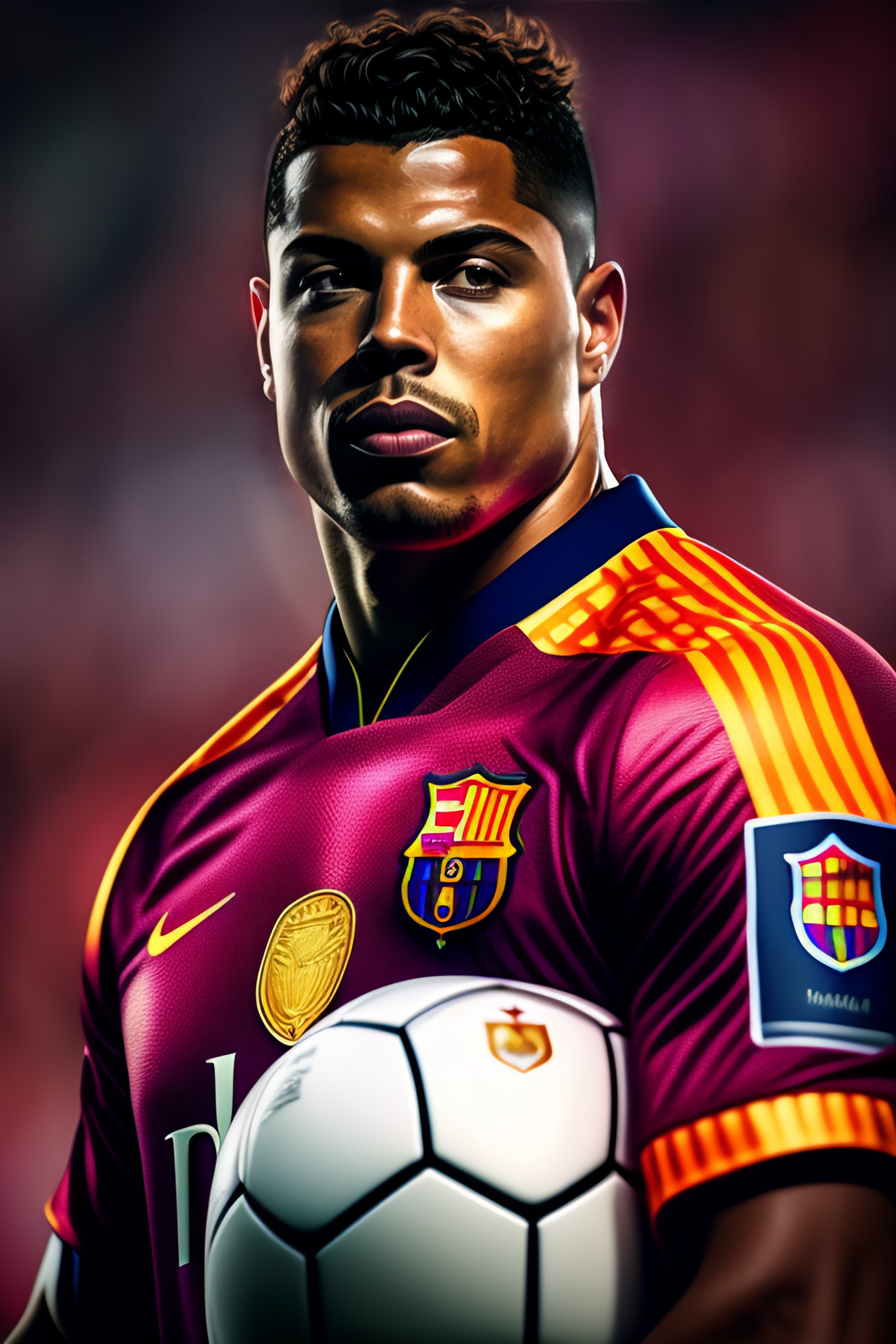 Lexica - Portrait of ronaldo nazario holding a soccer ball, wearing the ...