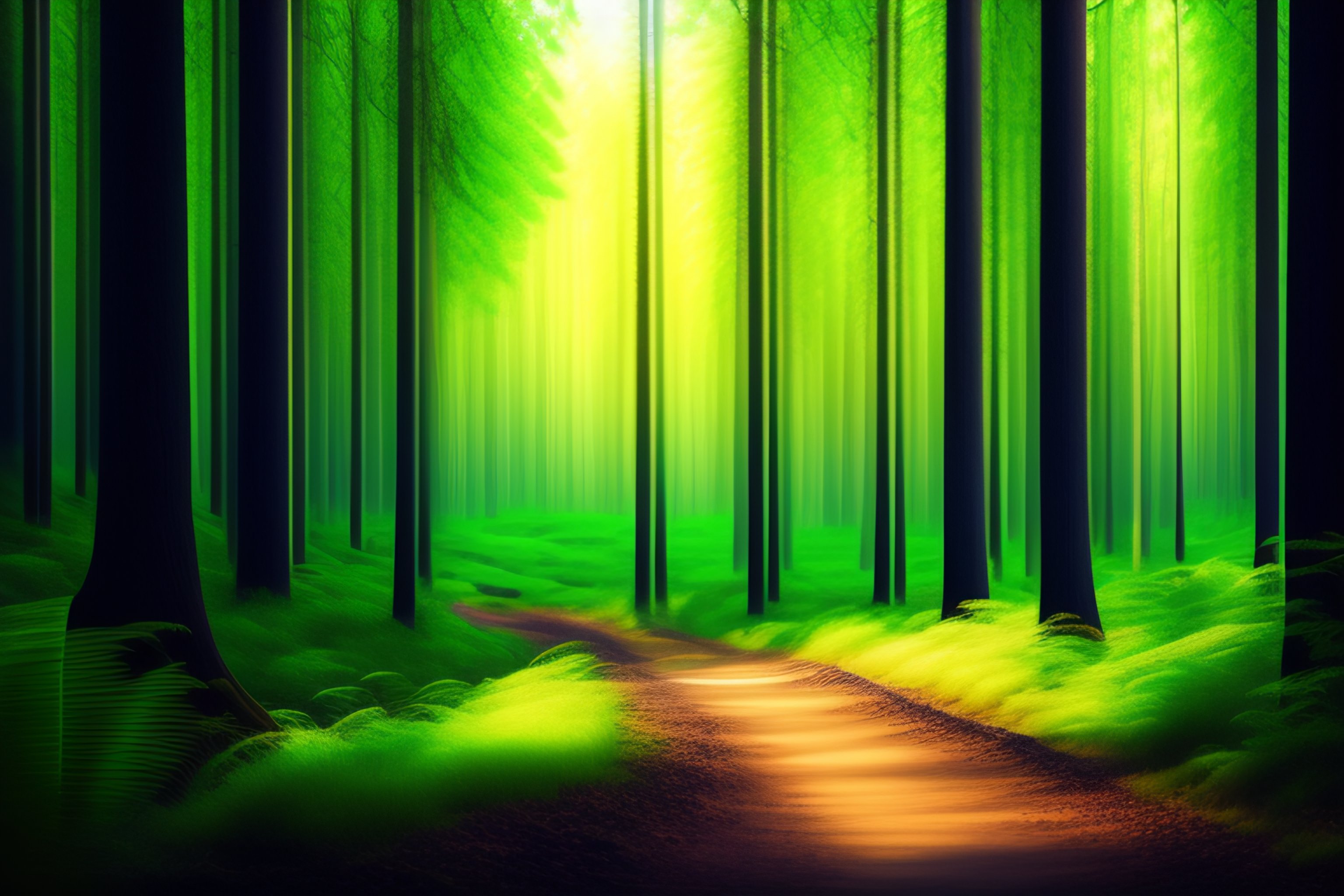 Lexica - MidJourney, with a green forest. 4k, hd