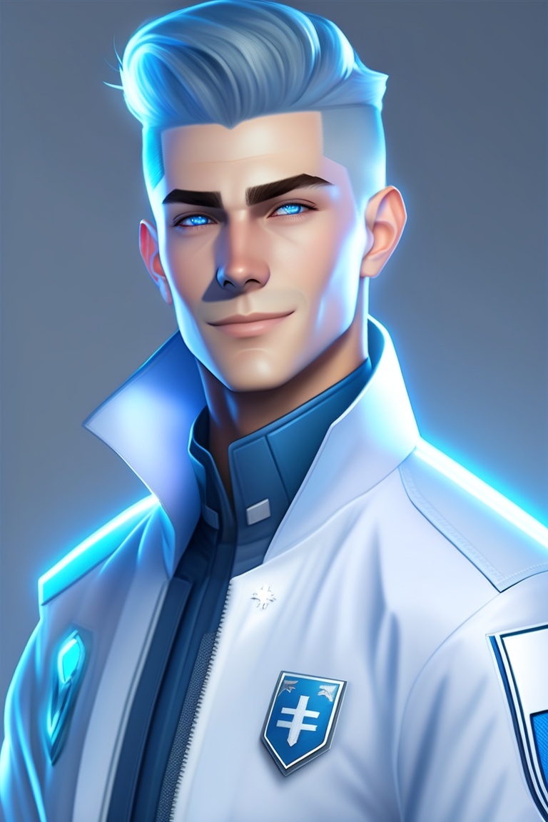 Lexica - Human male, young age, white swept back hair, light-blue eyes ...