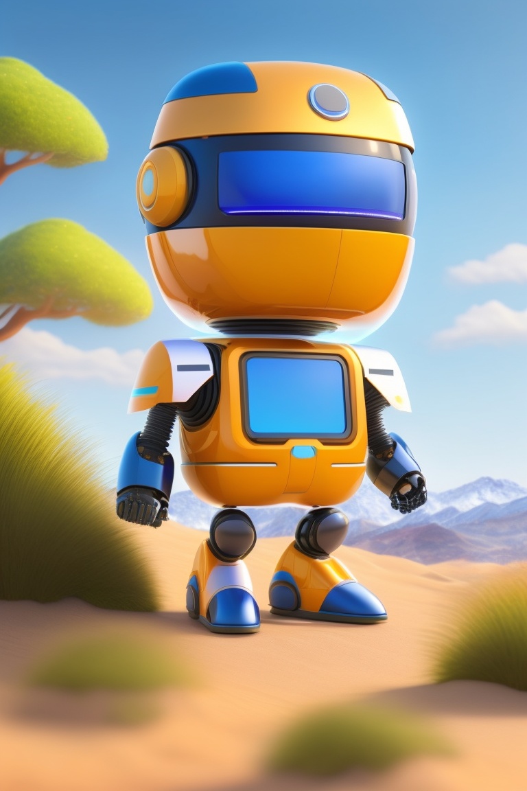 Lexica - Prototype solar powered android robot, clean, blue sky, video ...