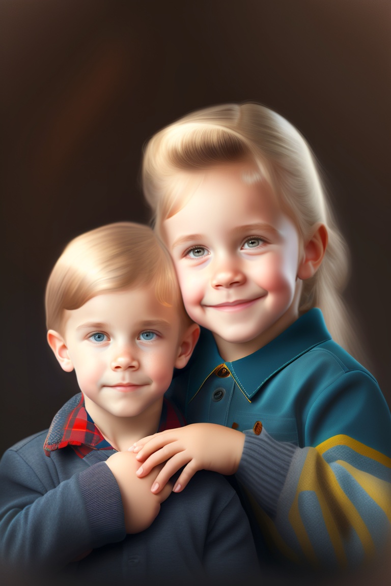 Lexica - Realistic family portrait of two boys with their mother ...