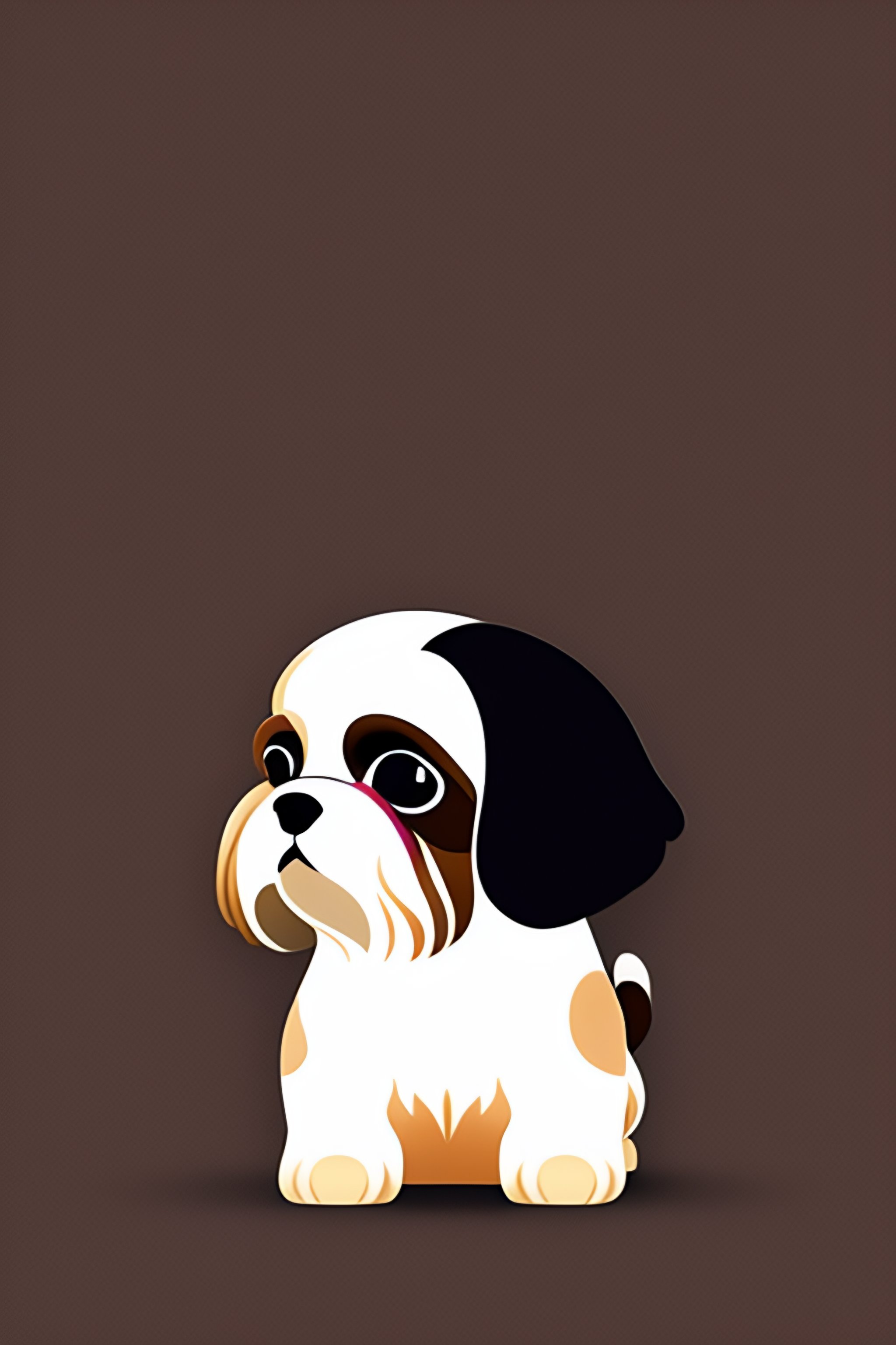 Lexica - Modern minimalist illustration, 2d lines, of a cute shih tzu dog barking