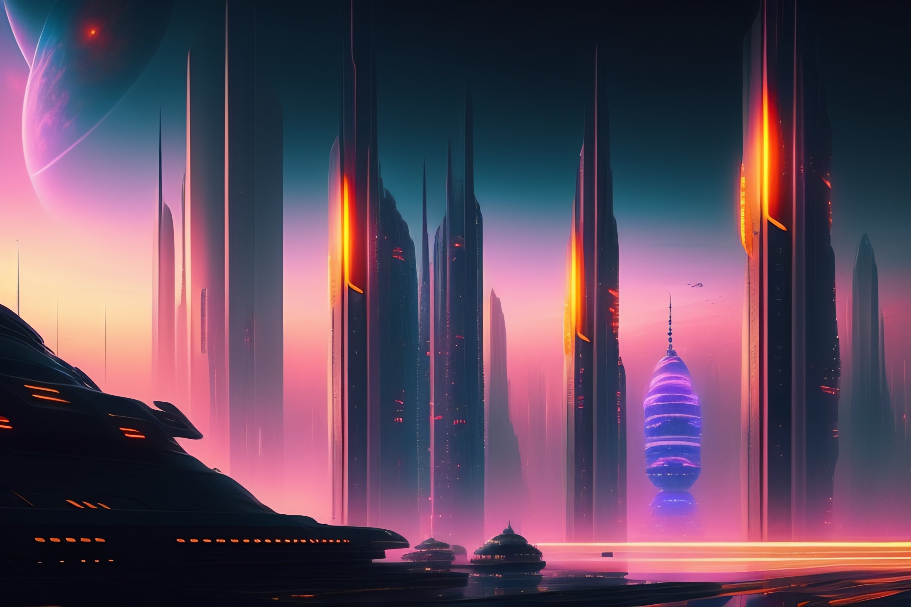 Lexica - Beautiful masterpiece painting of a futuristic city in space ...