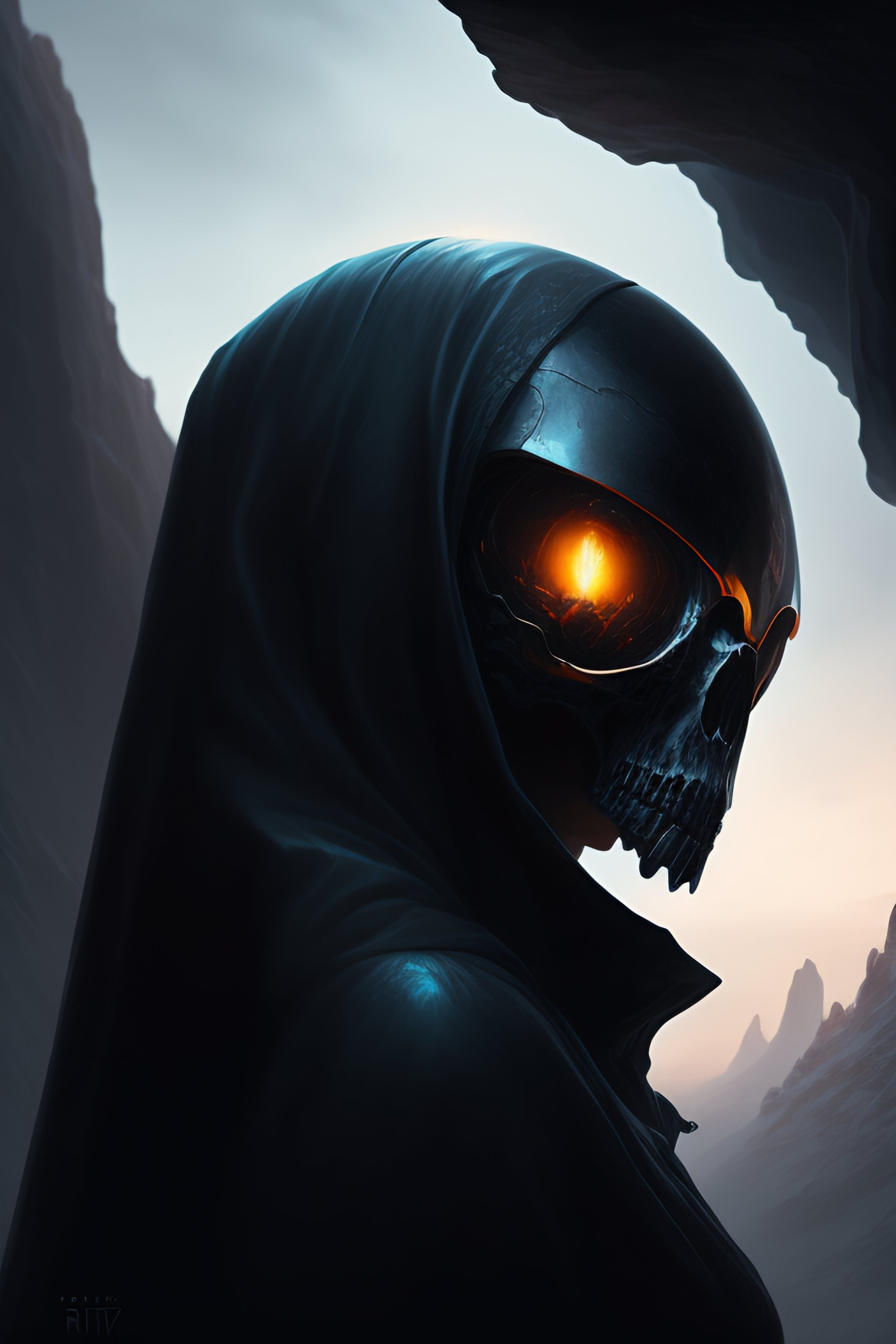Lexica - Realist picture centered face portrait evil big eyed skull ...