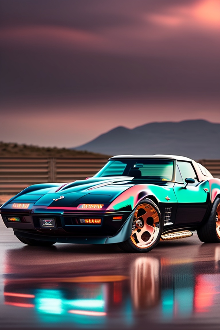 Lexica - 1982 corvette black rose paint, cyberpunk