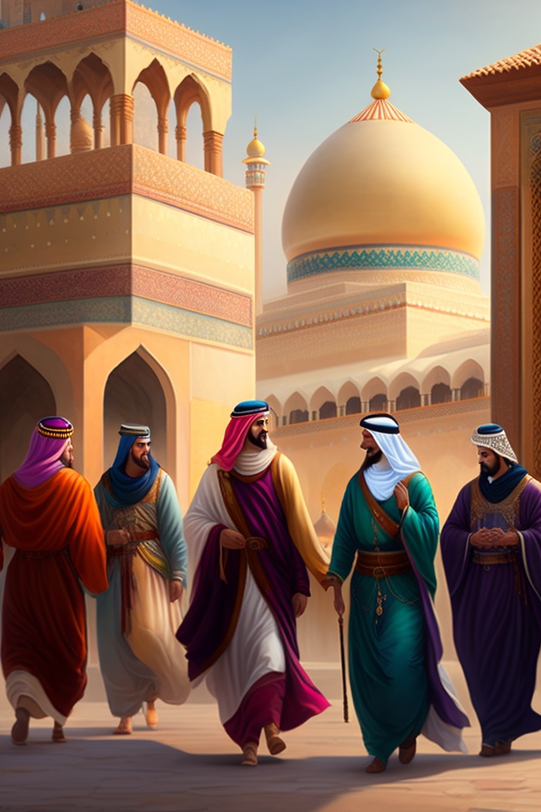 Lexica - An 8th century group of eight Arab philosophers, dressed in ...