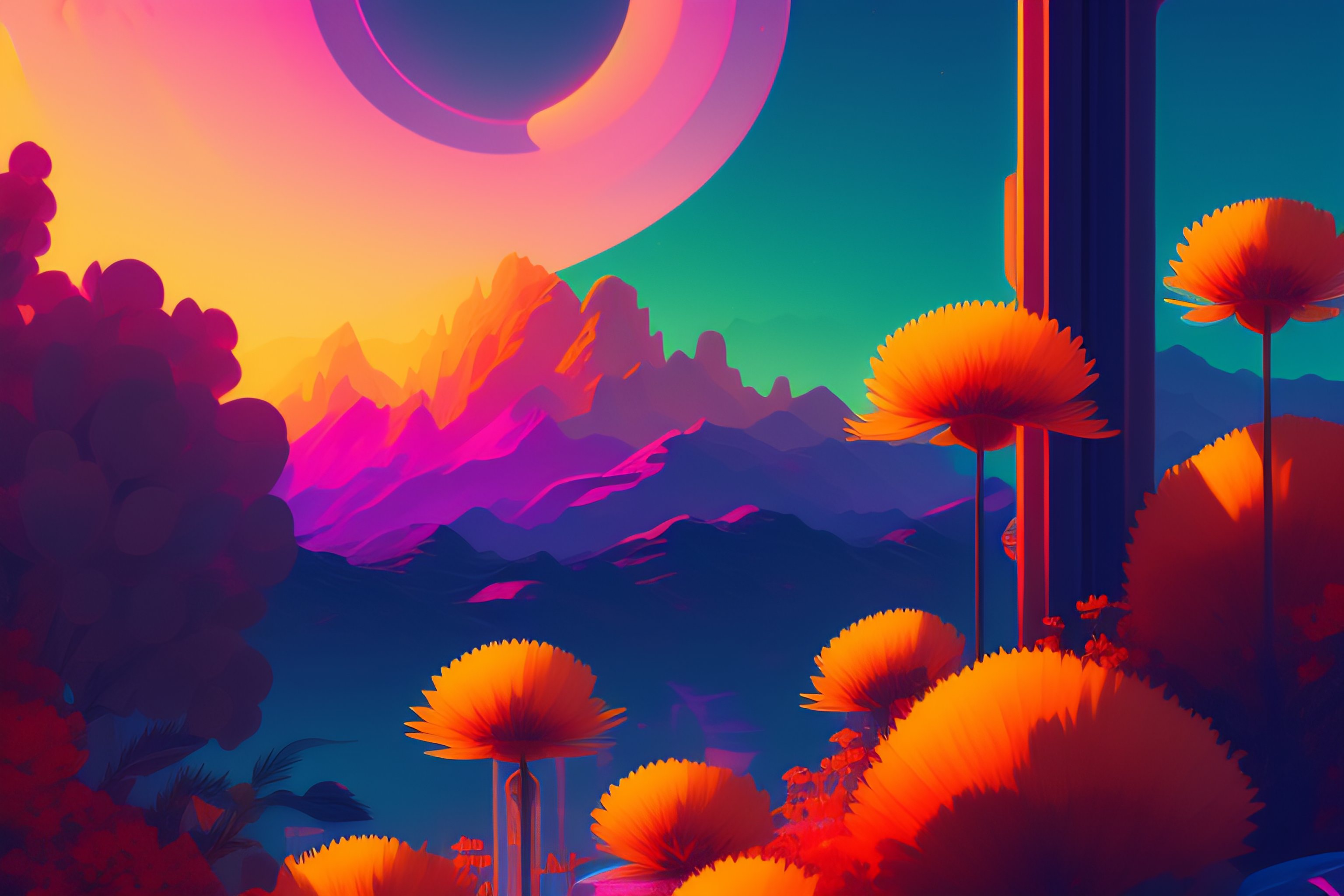 Lexica - A graph style gauche impasto, flowers, steampunk art by james ...