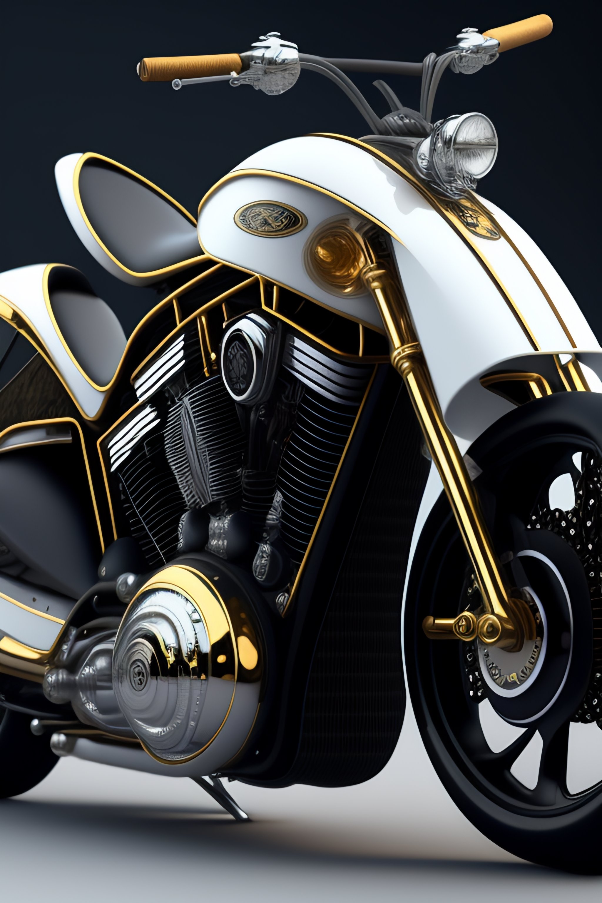 Lexica - Wide shot of a Steampunk carbonfiber white pearl and black ...