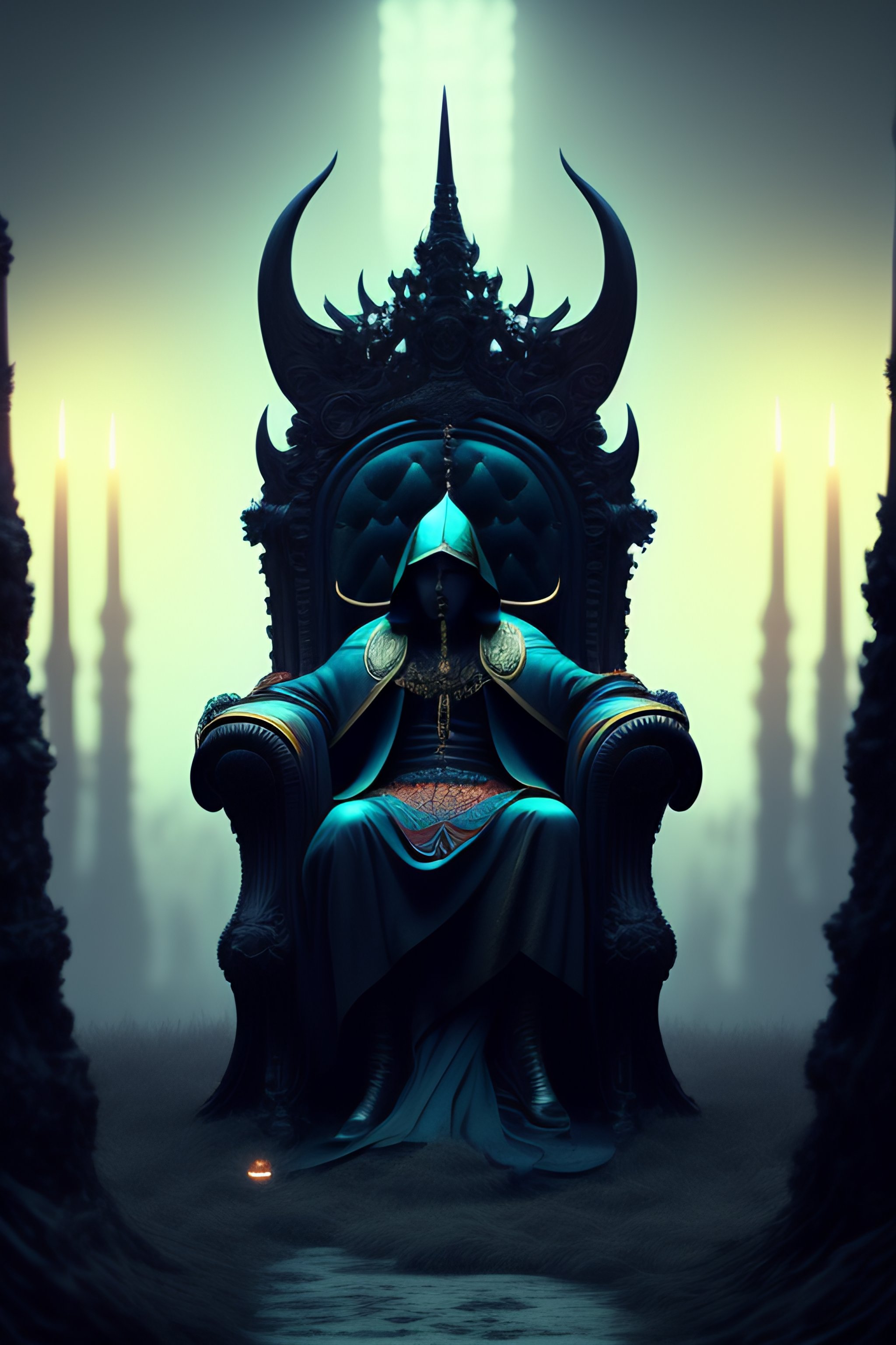 Lexica - The devil sits on his throne, horror art by beksinski and ...