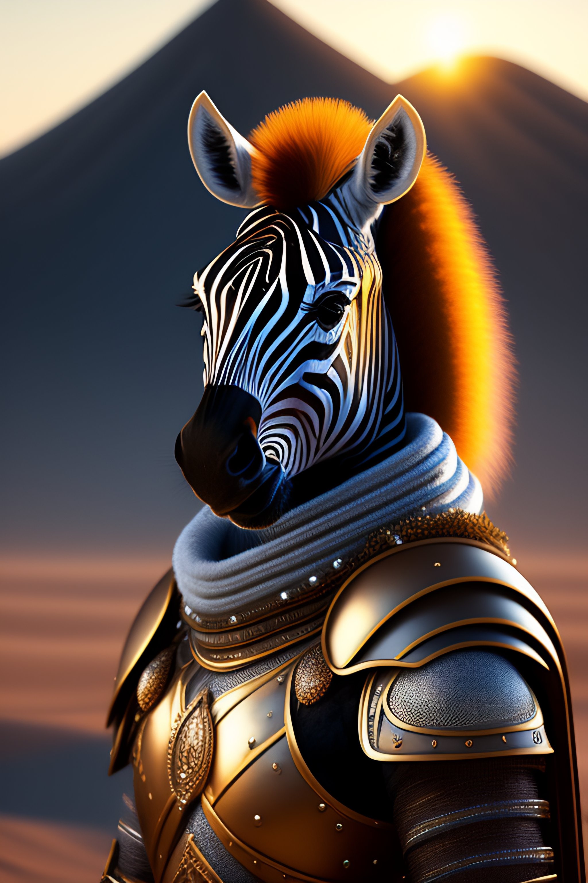 Lexica - Zebra pixar cute hd 4k realistic 3d warrior armor space