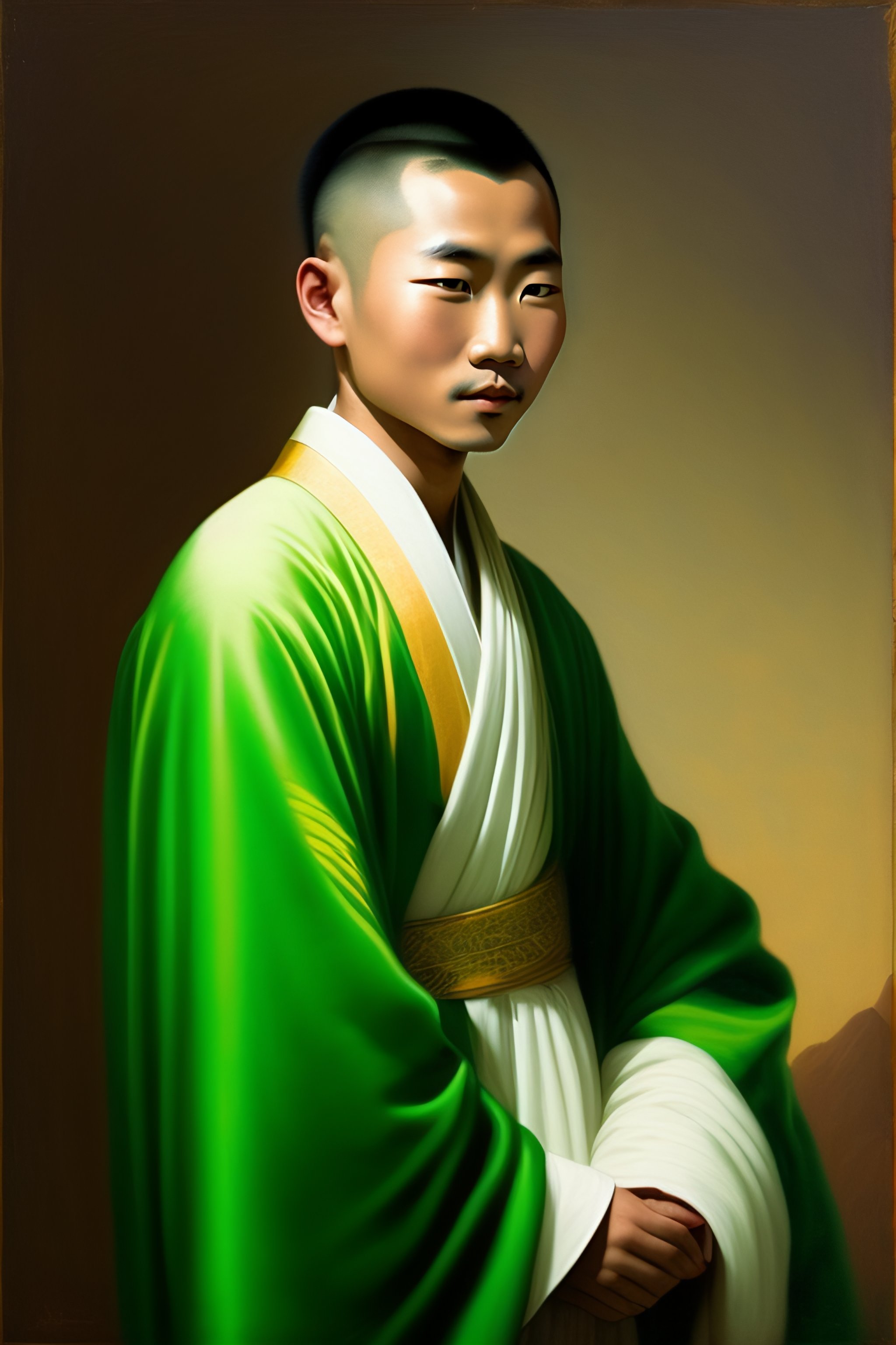 Lexica - Young asian monk with green kimono