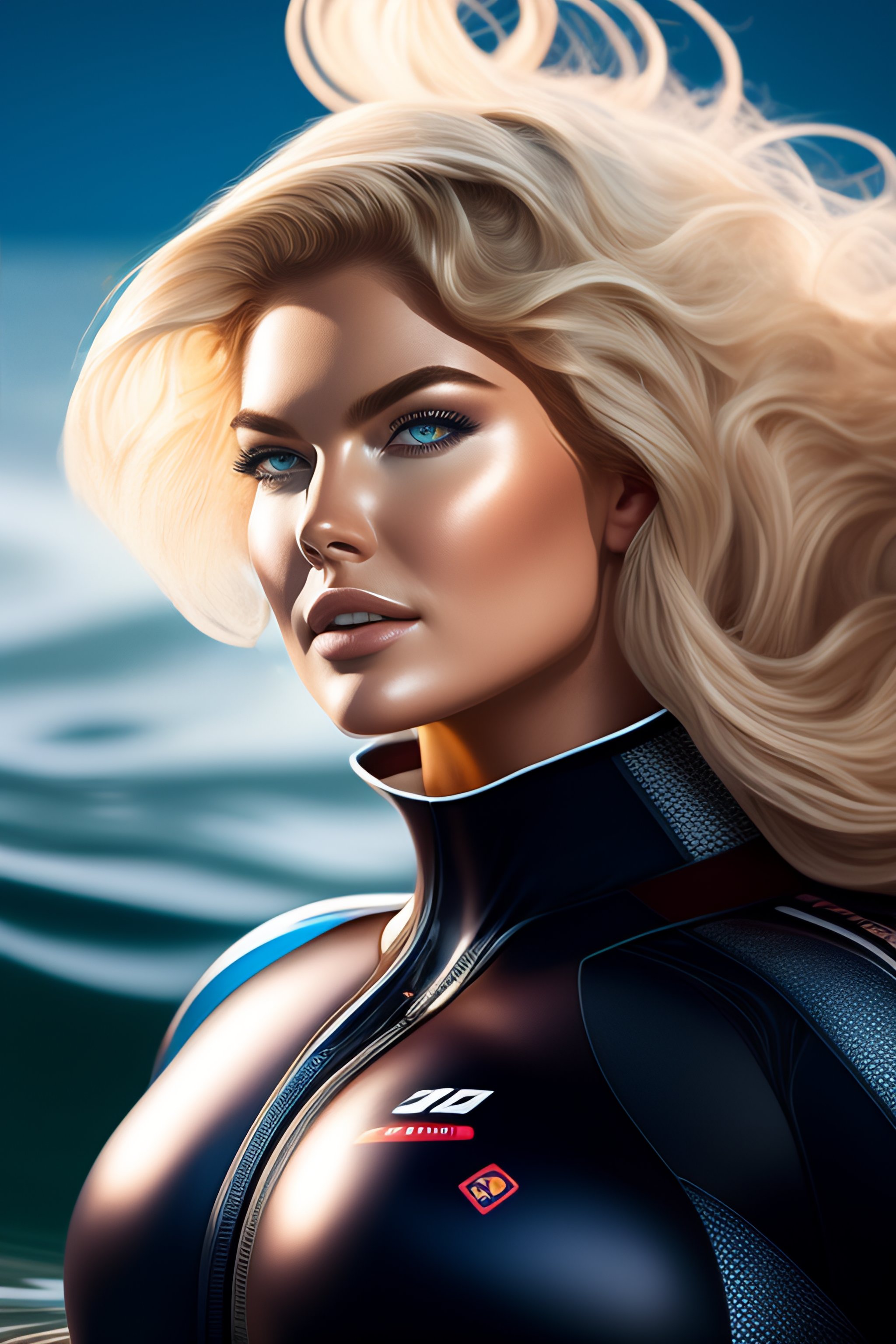 Lexica - Full body shot, kate upton as a scuba diver, wetsuit, blonde ...