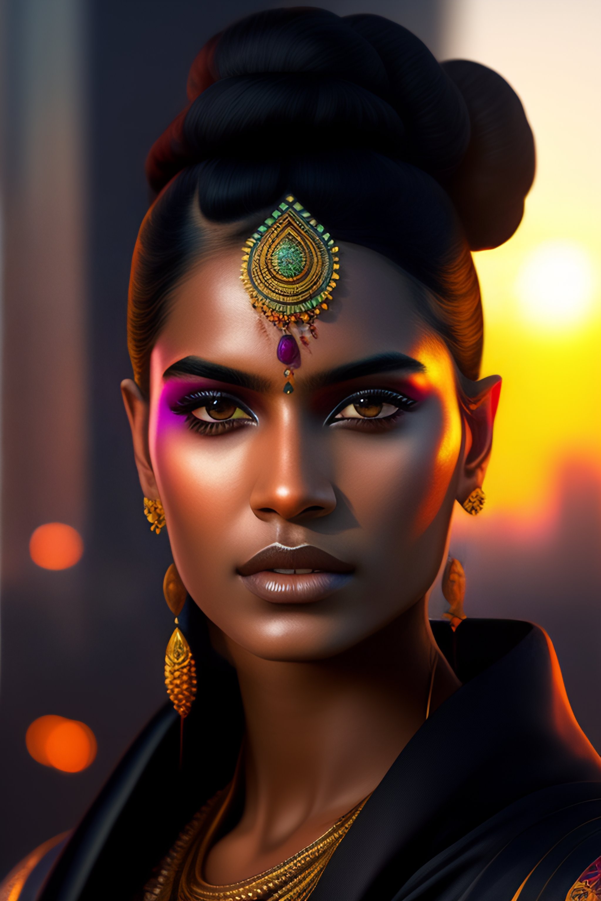 Lexica - Molly millions, closeup portrait of a young dark skinned ...